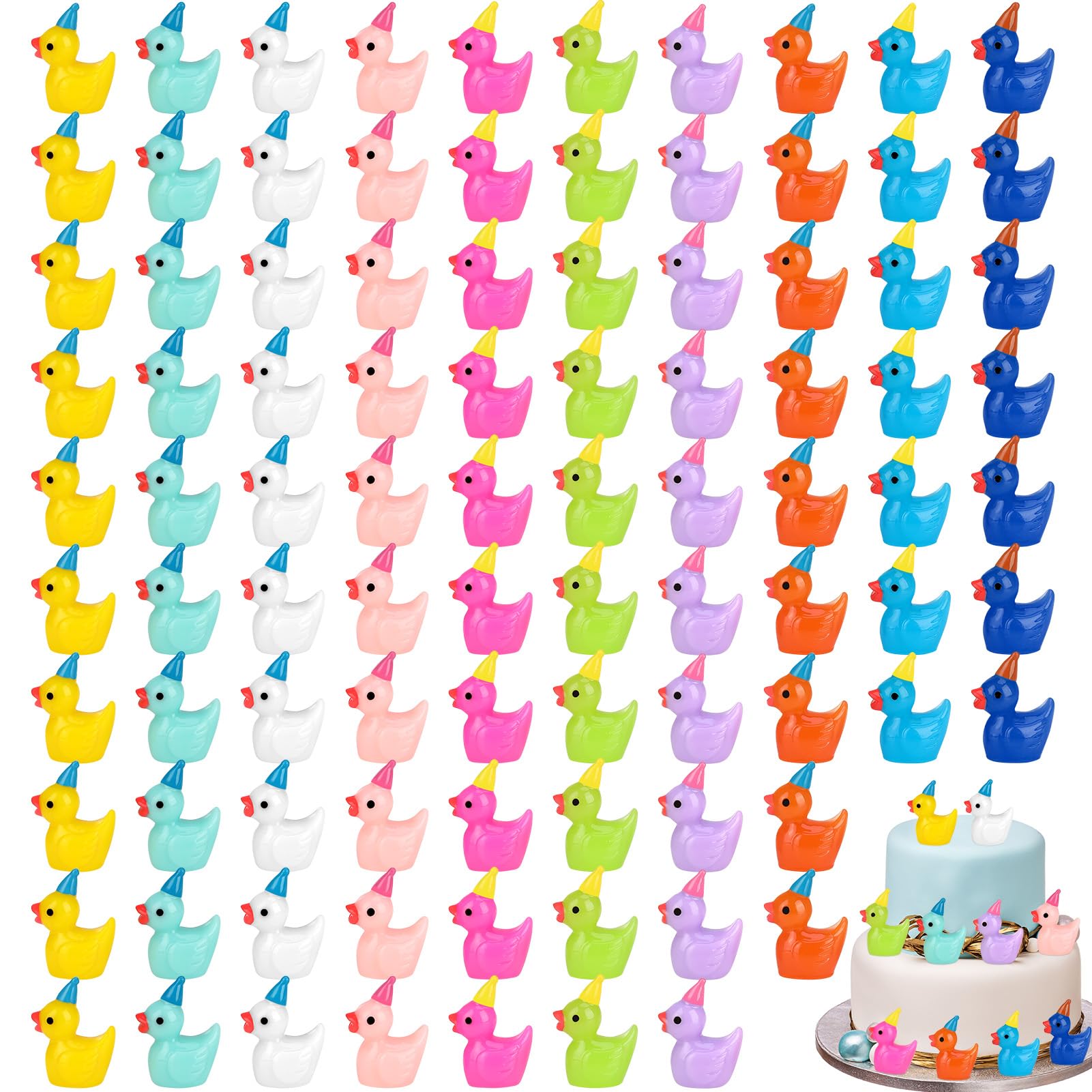 Amazon.com: GGSTDDUP 100 Pack Mini Resin Ducks, Multicolor Mini Ducks ...