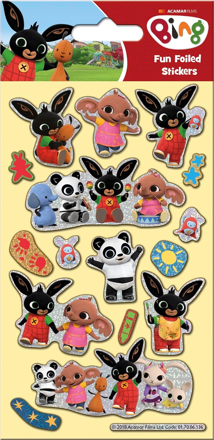 Paper Projects 01.70.06.136 Bing Bunny Sparkly Reusable Stickers, 19 ...