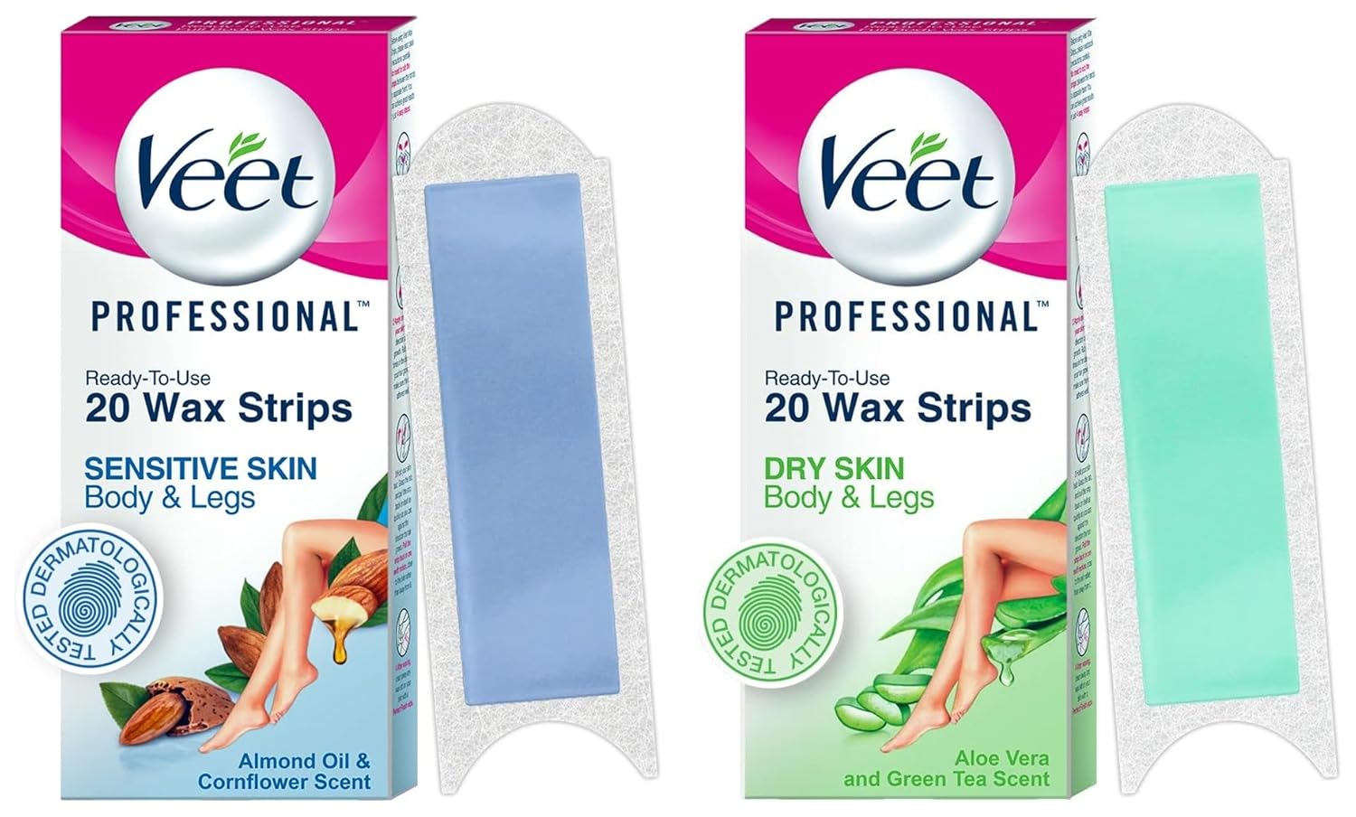 Veet Full Body Waxing Strips Kit For Sensitive Skin (20 Strips) & Veet ...