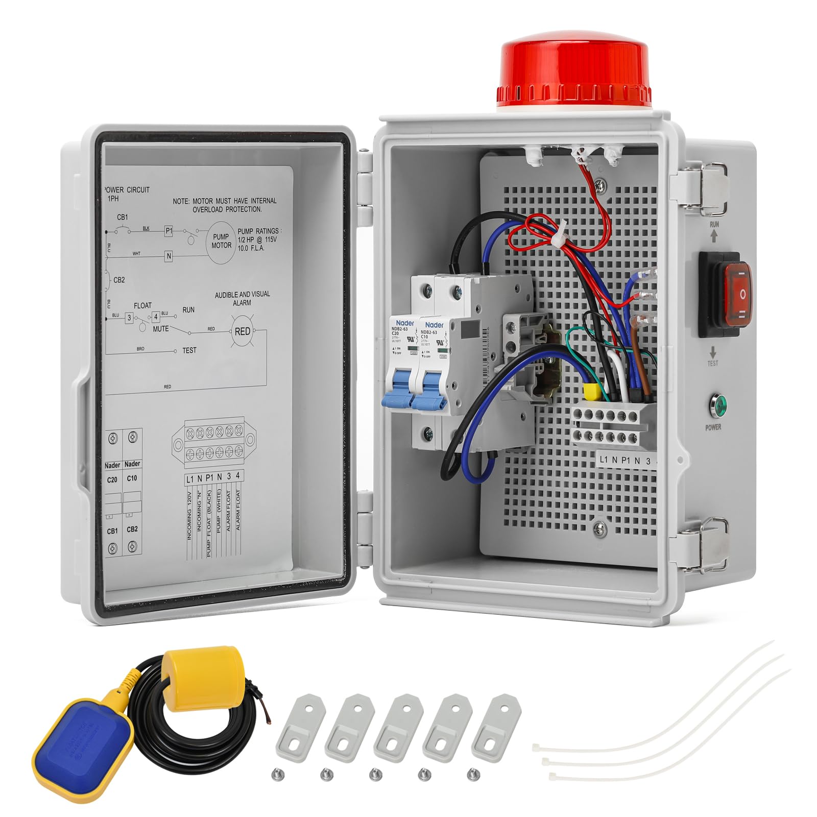 Septic Pump Alarm, Zuomeng High Water Alarm for Sump Pump with Bright ...