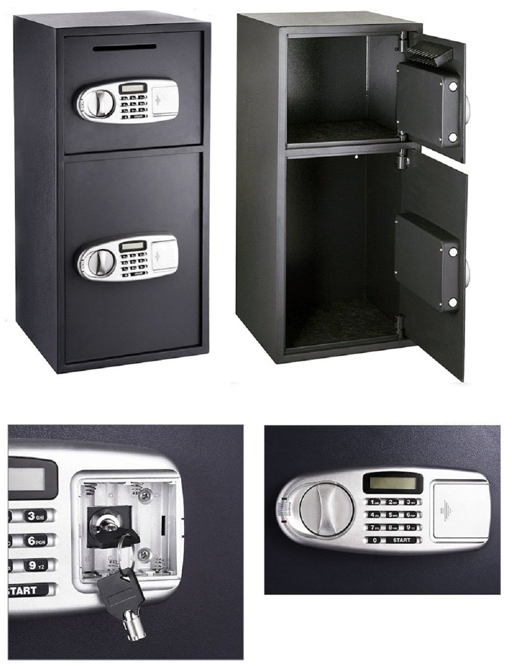 Digital Double Door Safe Depository Drop Box Safes Cash Office Security ...