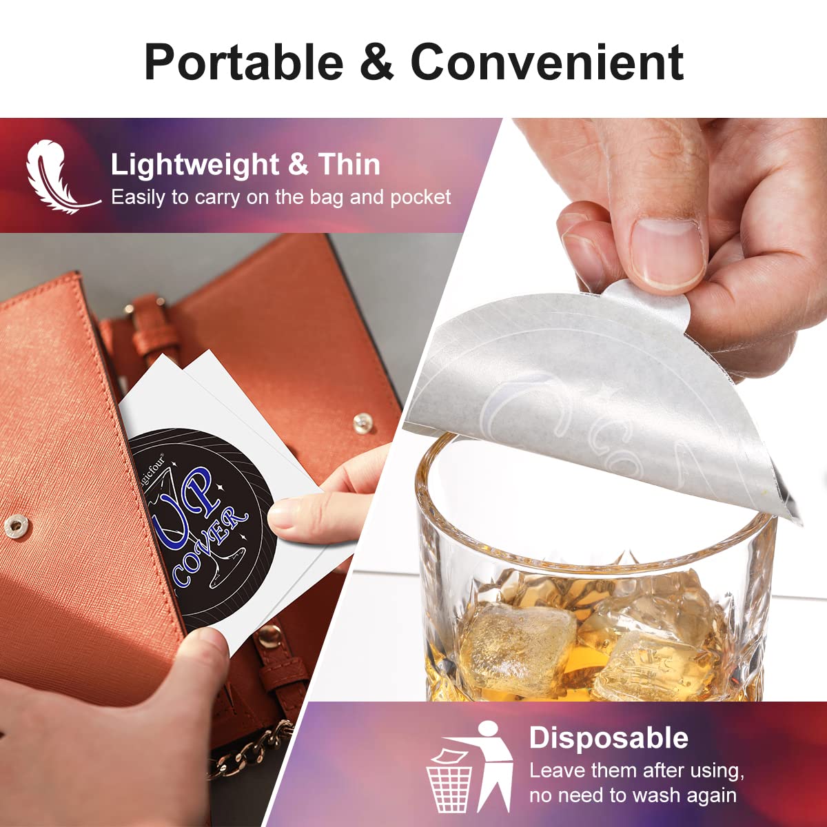 Snapklik.com : 50 Pack Drink Cover For Alcohol Protection, Disposable ...