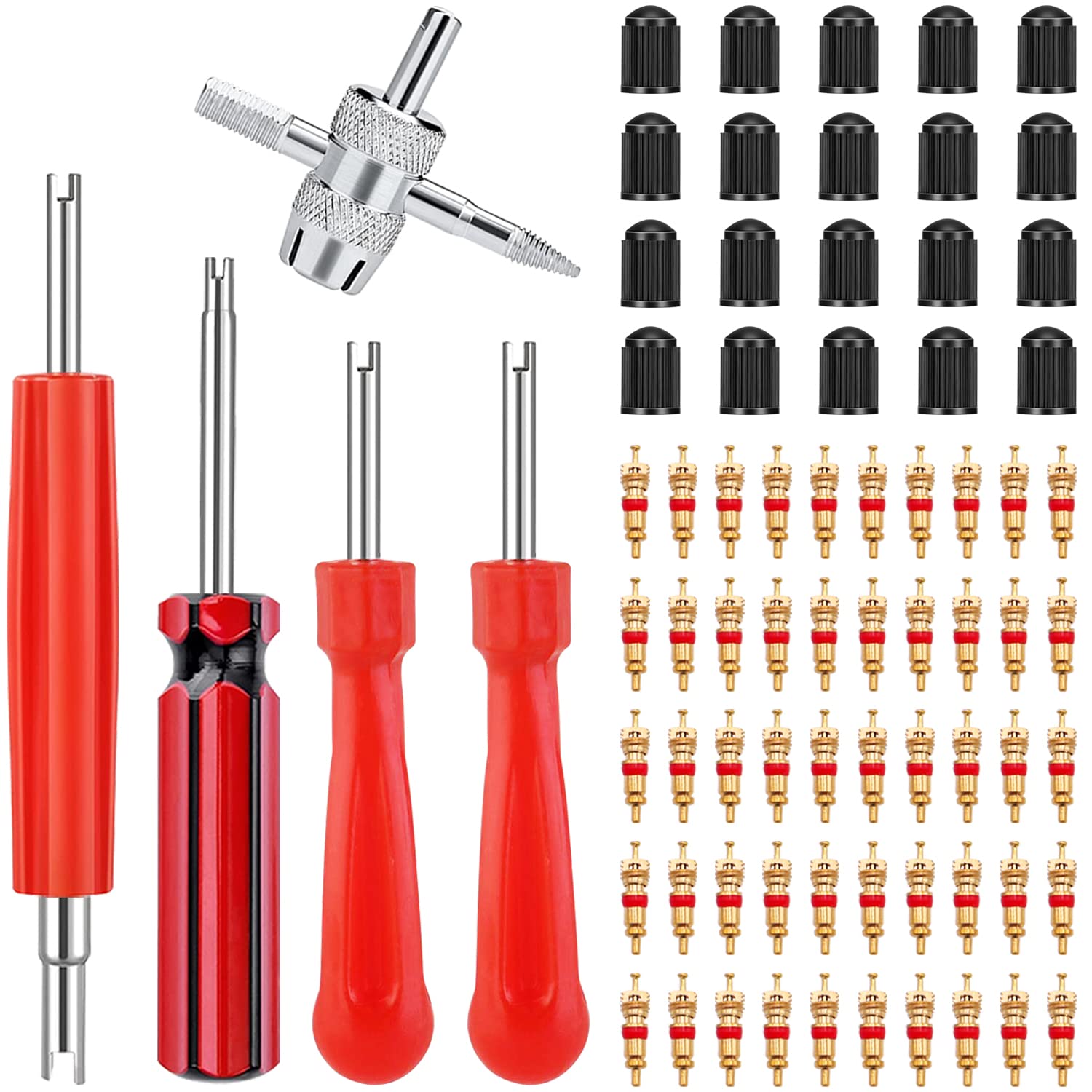weideer Valve Stem Removal Tool Set - 50Pcs Valve Cores, 20Pcs Tire ...