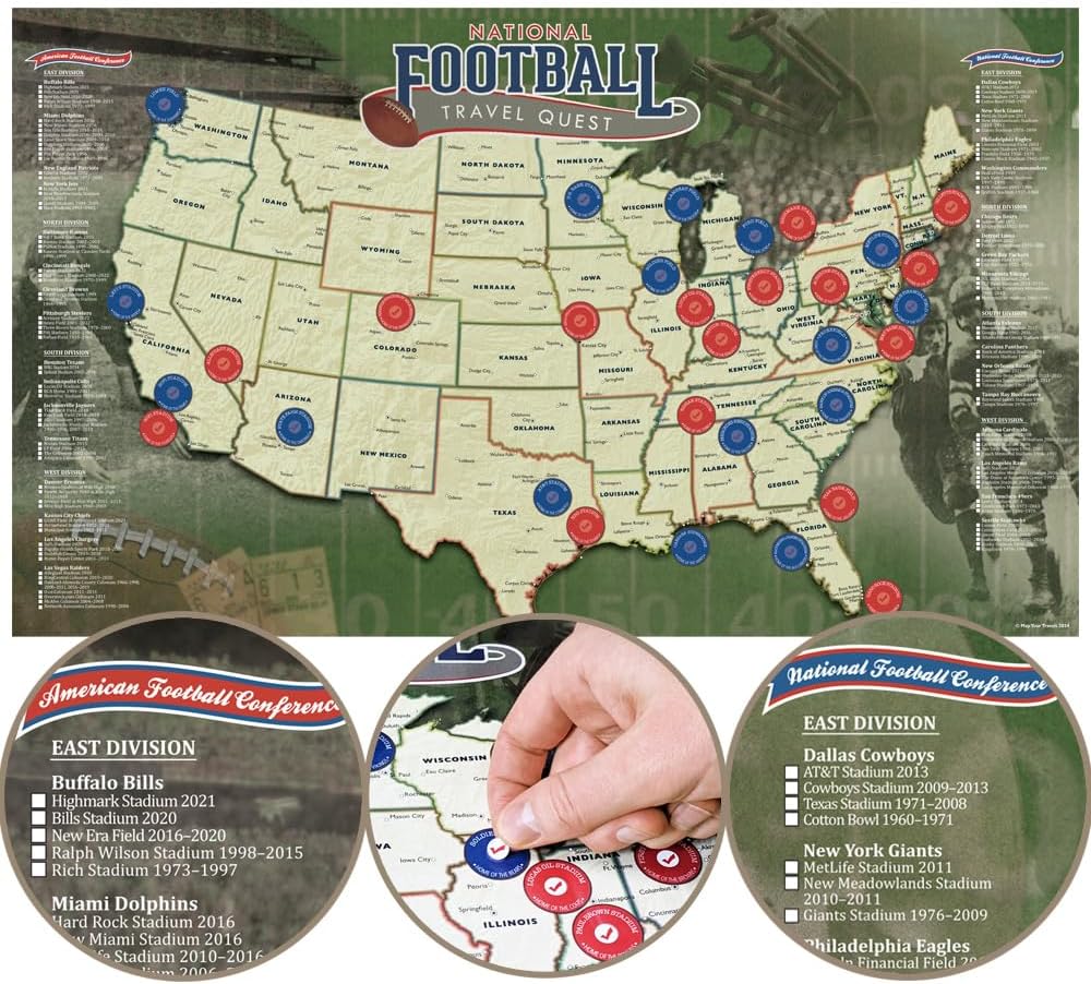 Map Your Travels National Football Stadium Travel Poster | 19"x26 ...