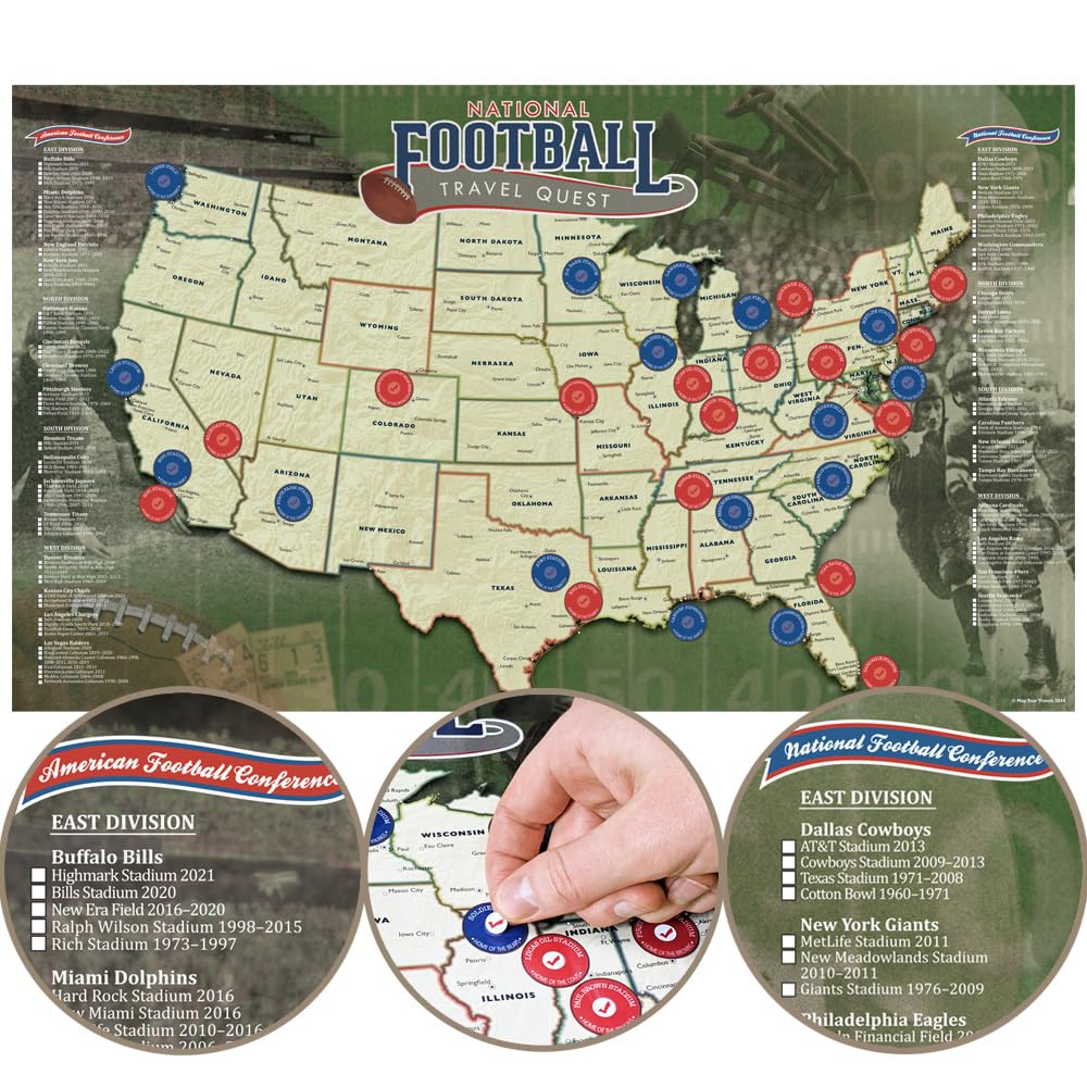 Map Your Travels National Football Stadium Travel Poster | 19"x26 ...