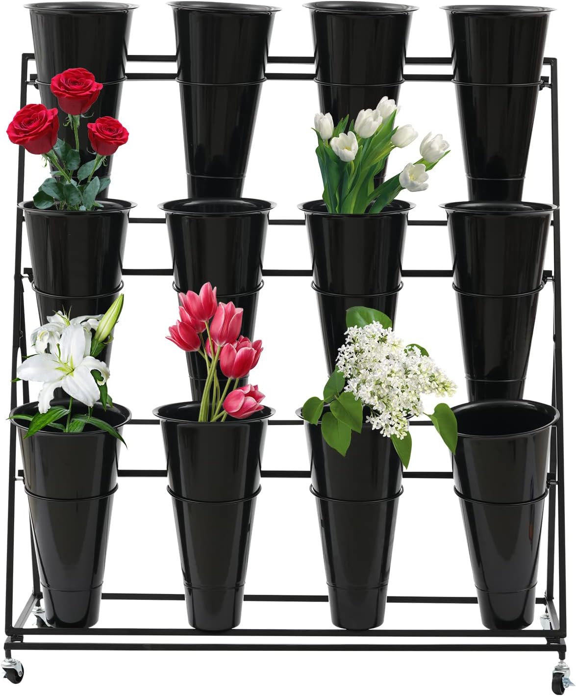 Amazon.com: Flower Display Bucket Stand with 12pcs Plastic Buckets ...
