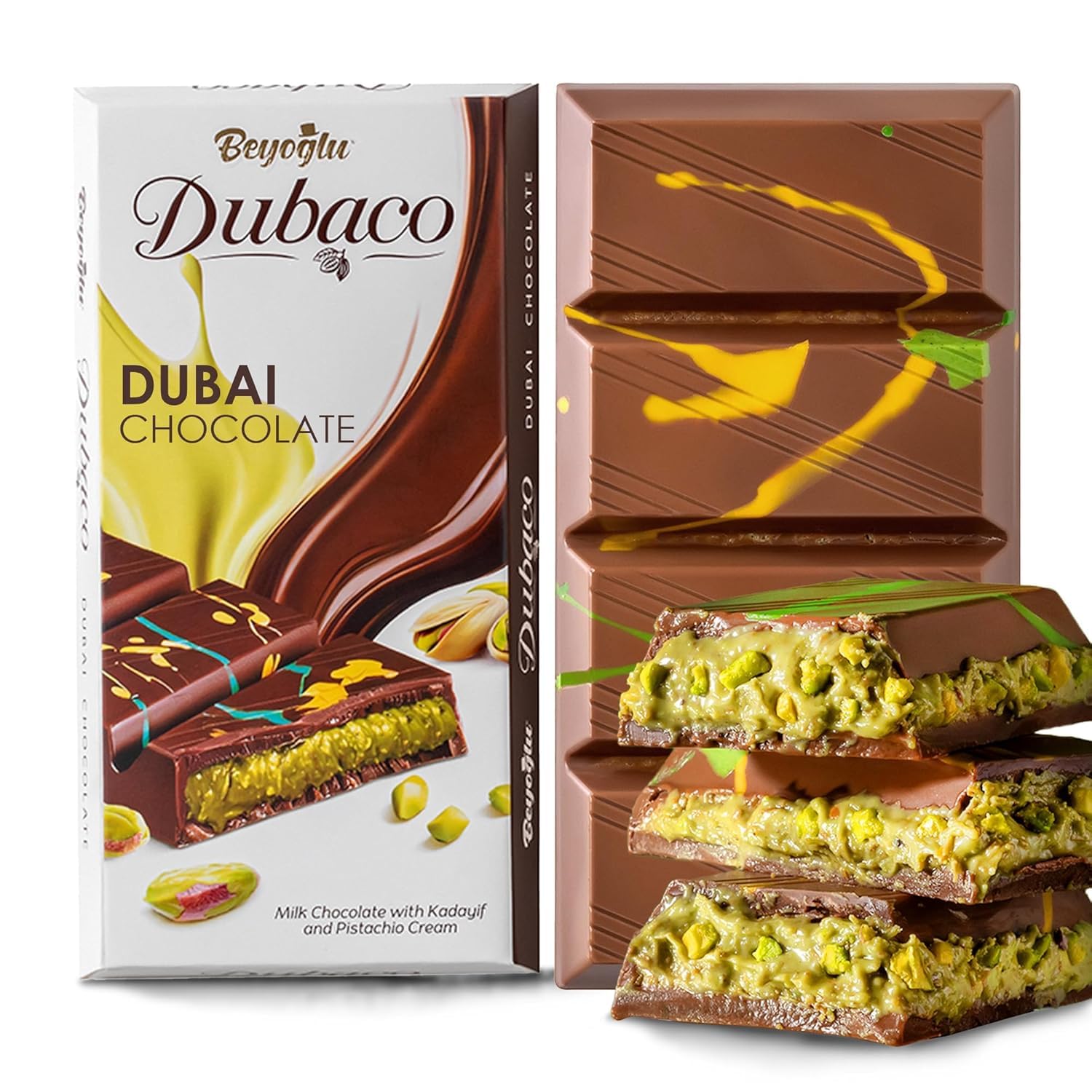 Amazon.com : Beyoglu Dubaco Dubai Chocolate Bar Pistachio 3.36 Oz (Pack ...