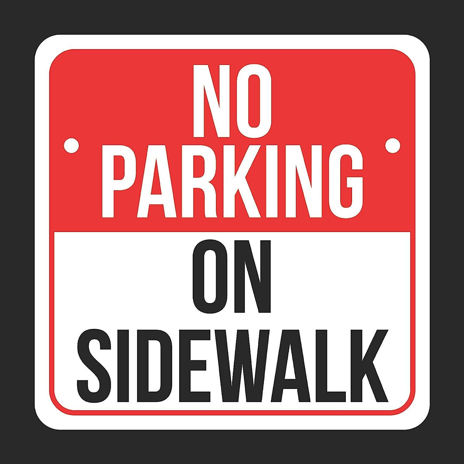 Amazon.com : No Parking No Sidewalk Print Black, White and Red Metal ...