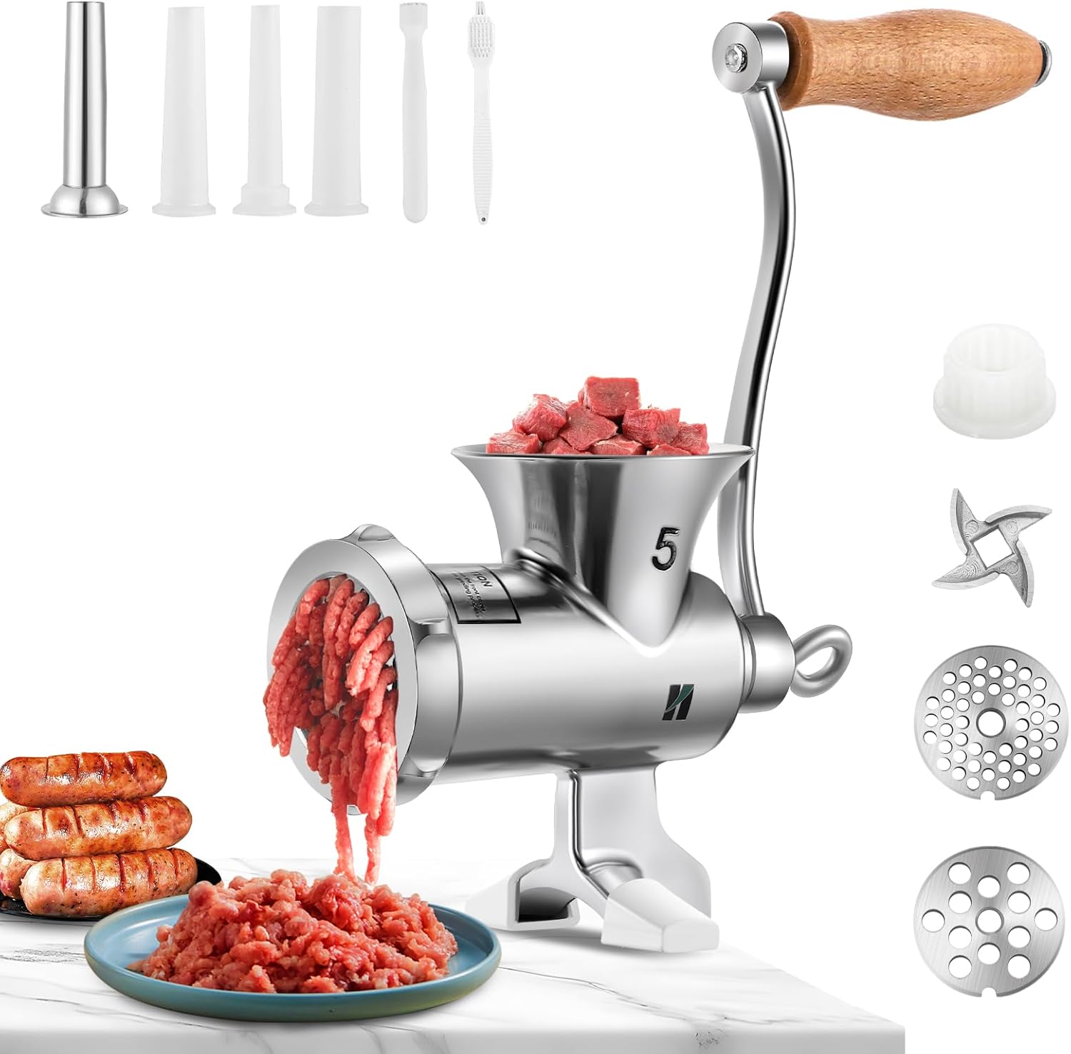 Amazon.com: Huanyu Meat Grinder Manual Stainless Steel - Heavy Duty ...