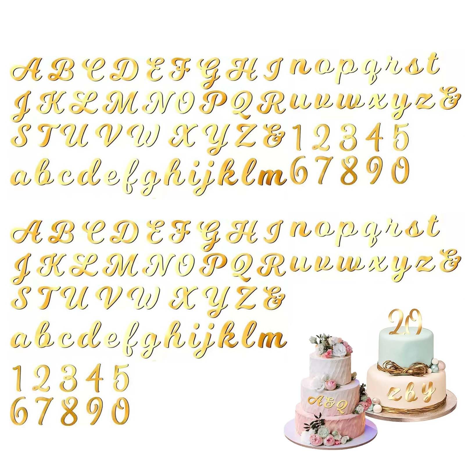 TAMUNI Acrylic Cake Topper - 128Pcs Elegant Gold Letters Cake Topper ...
