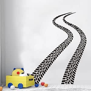 Amazon.com: YUMEJUAN Tire Tracks Wall Sticker Car Road with Tire Tracks ...