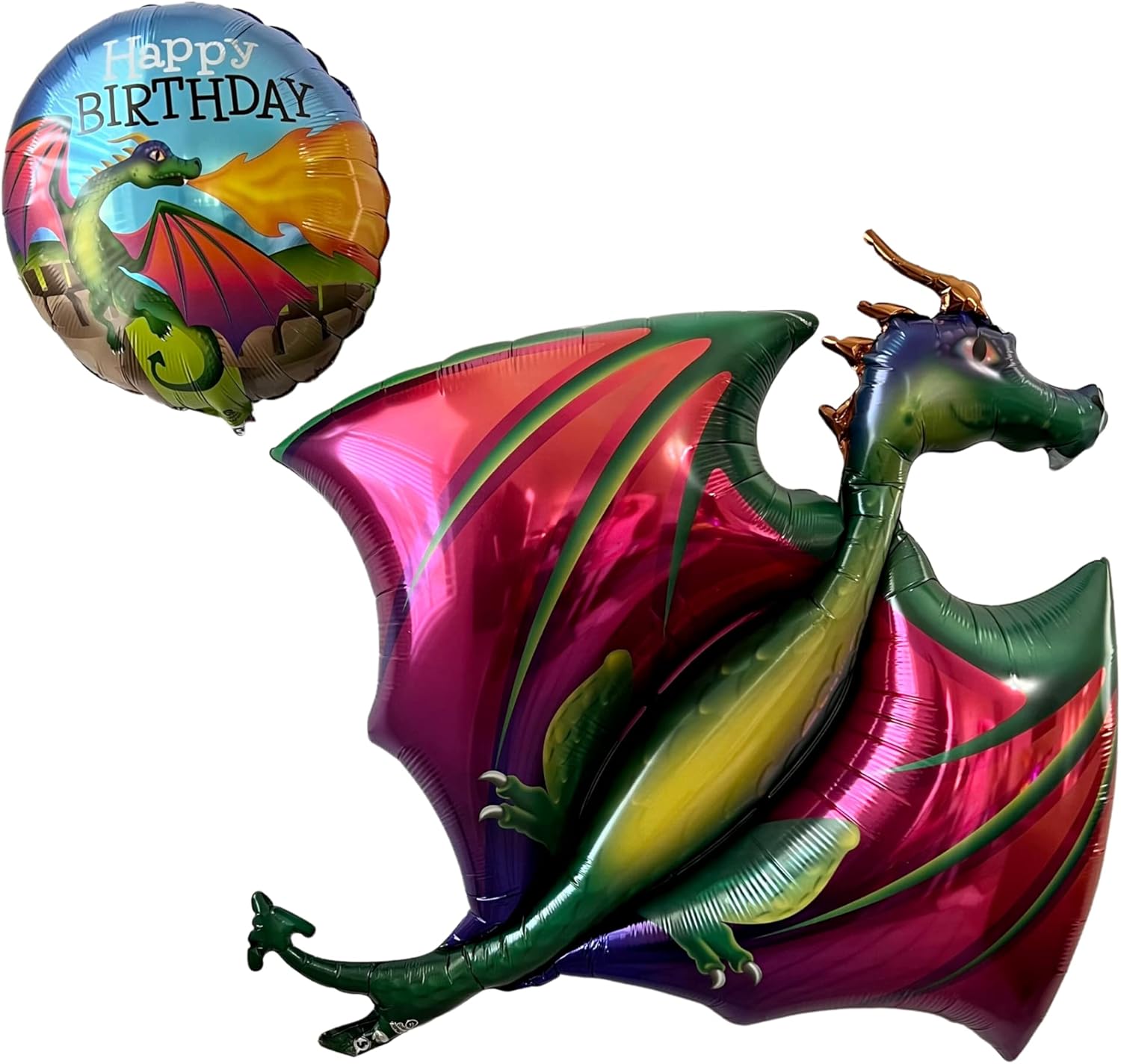 Amazon.com: Dragon Foil Balloons JUMBO Mylar - Set of 2 Kids Birthday ...
