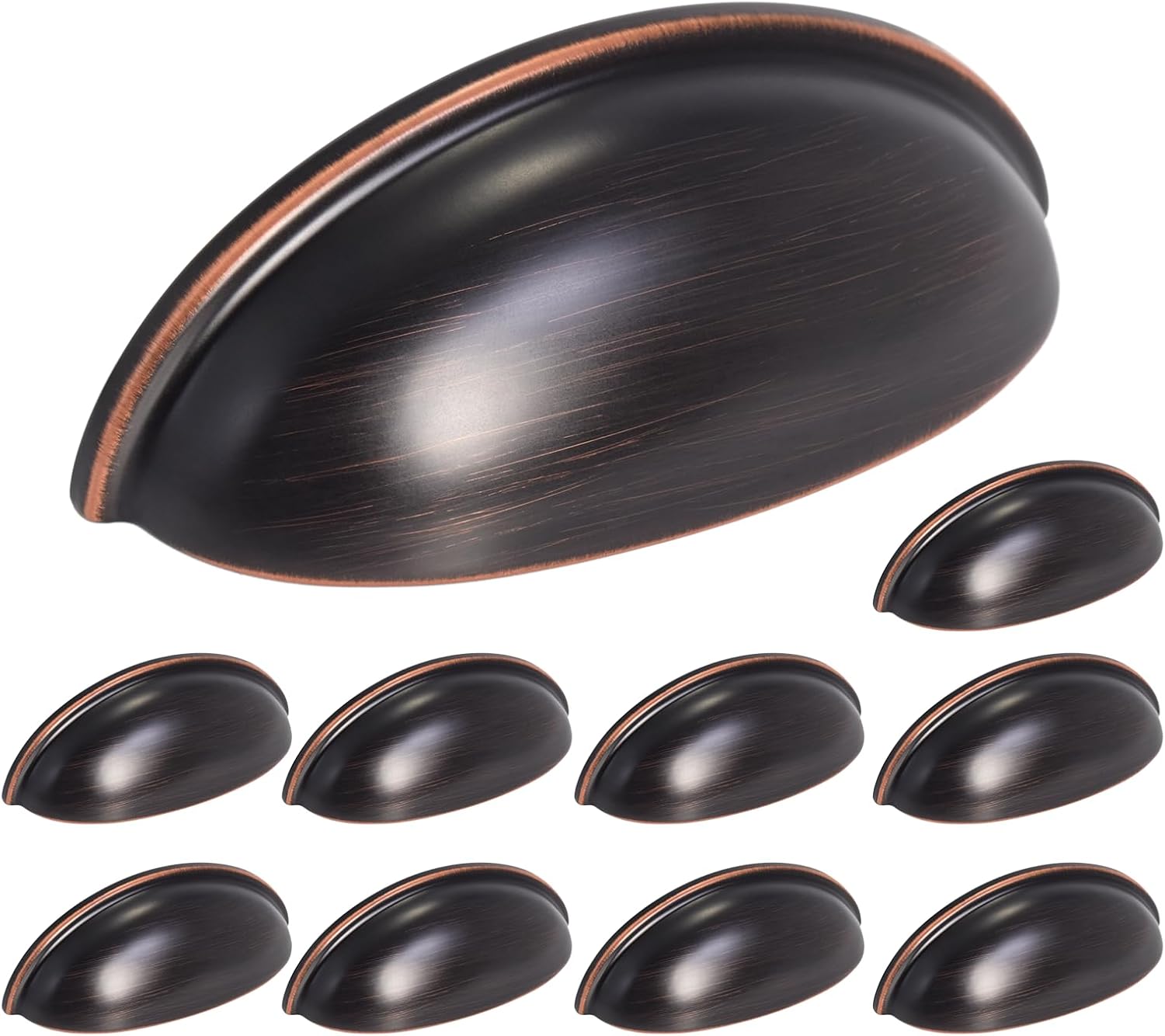 HOMOTEK 10 Pack Drawer Bin Cup Pulls Dresser Pulls for Cabinets Oil ...