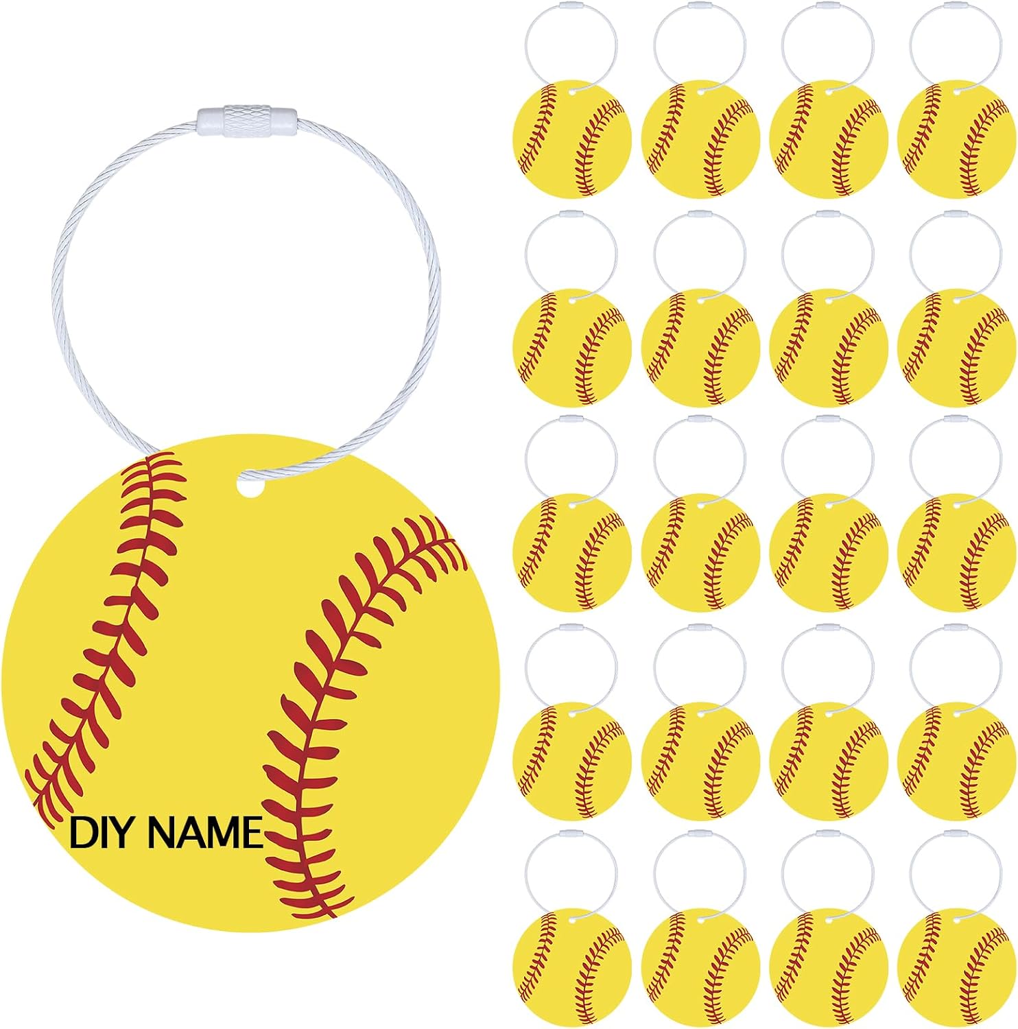Amazon.com | Liliaafar 24 Pcs Softball Luggage Tags Bulk Softball Ball ...