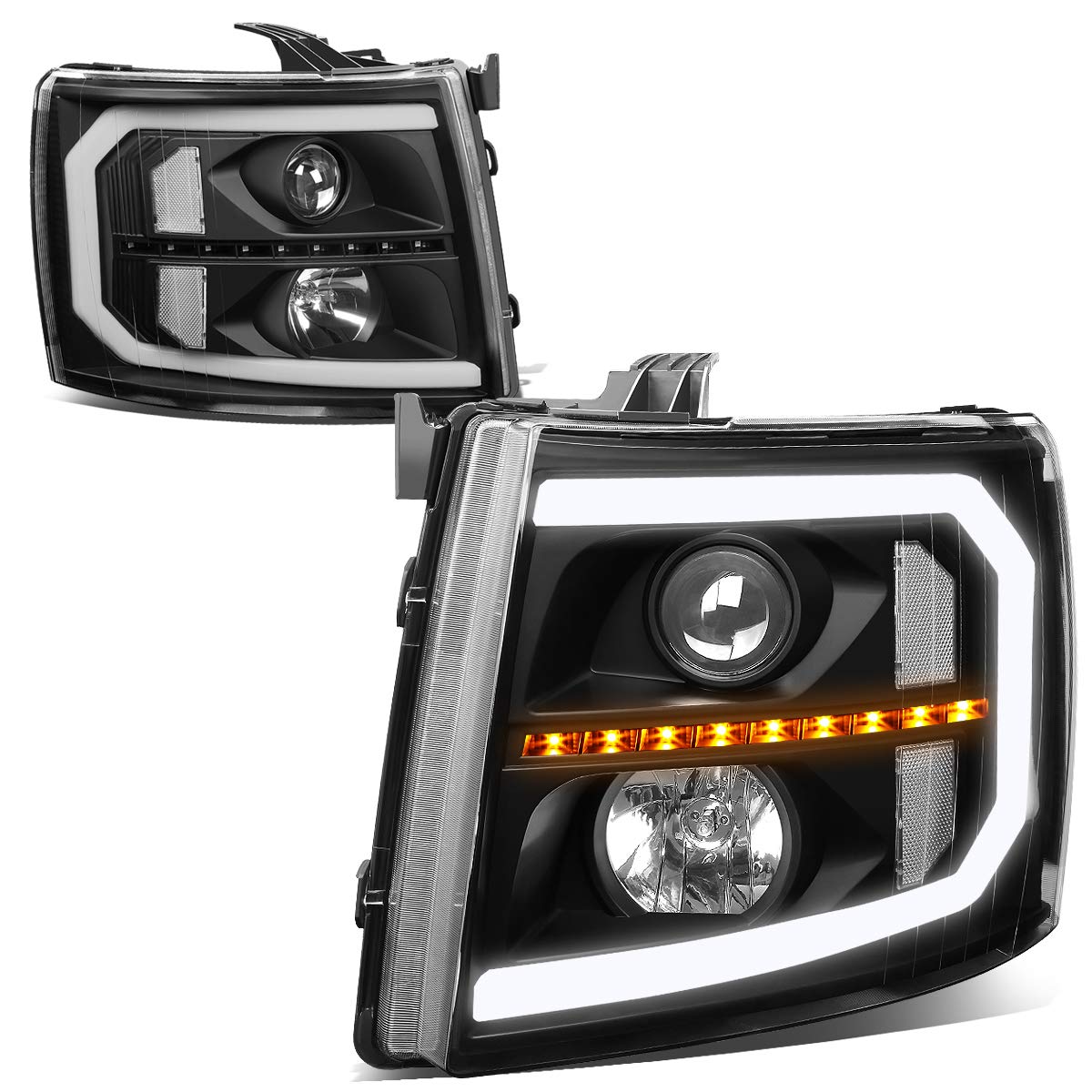 Amazon.com: DNA Motoring HL-HPL-CSIL07-G3-BK-CL1 LED DRL + Sequential ...