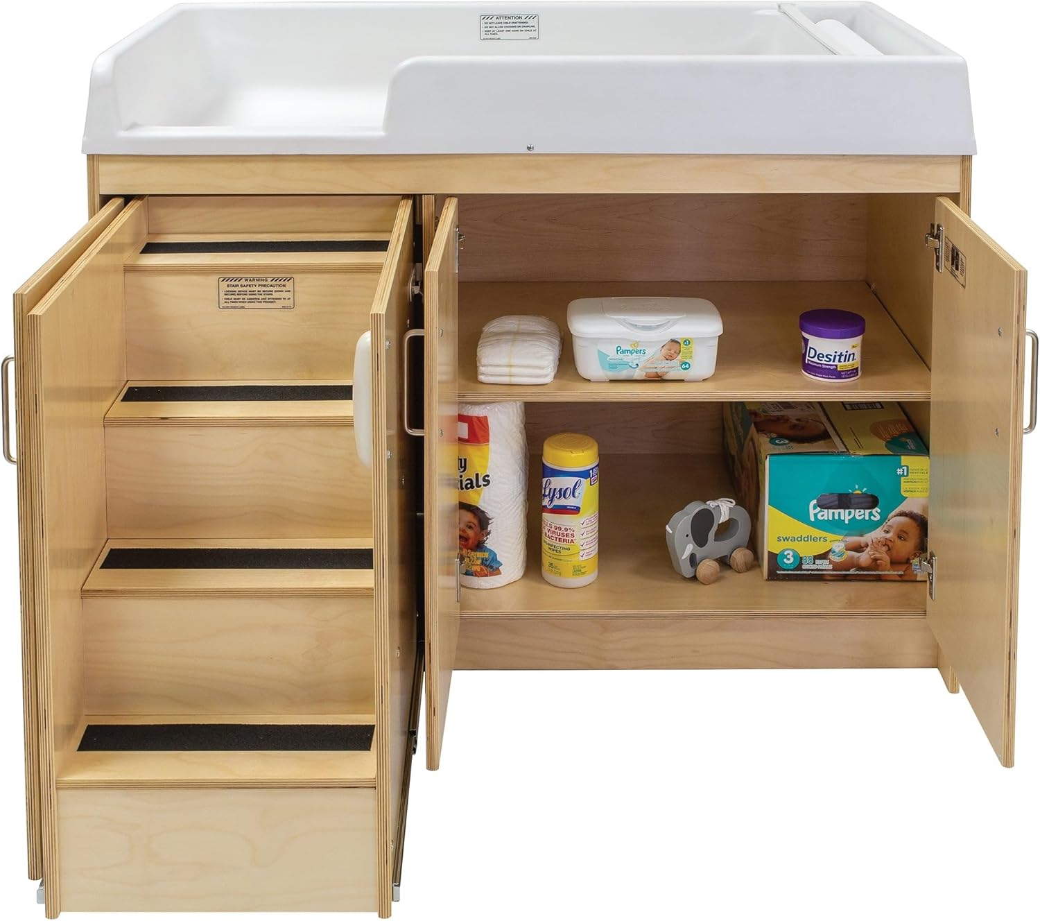 Amazon.com: Tot Mate Natural Birch Plywood Toddler Walkup Diaper ...