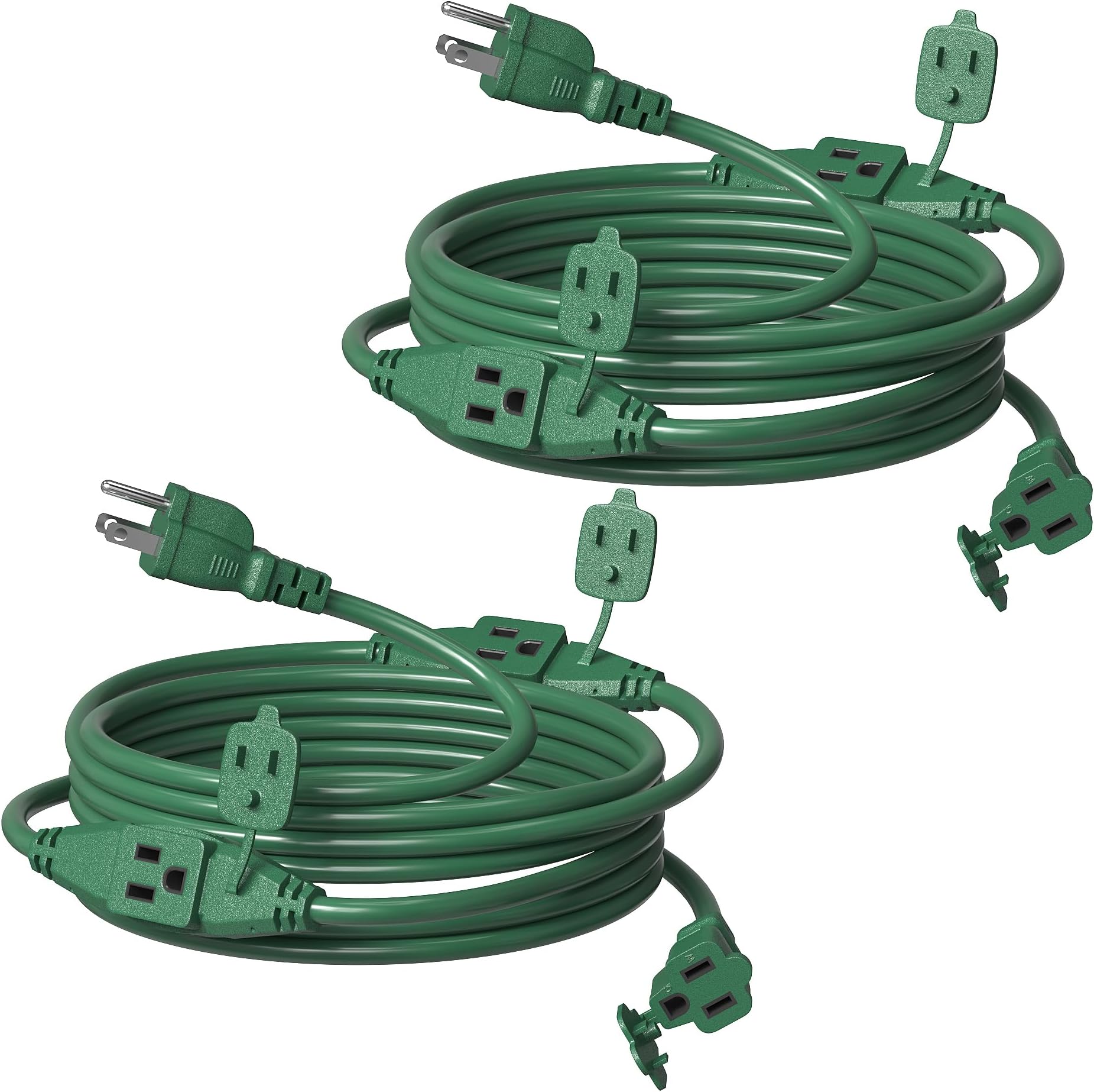 Suraielec 2 Pack 25 FT Outdoor Extension Cord with Multiple Outlets, 3 ...