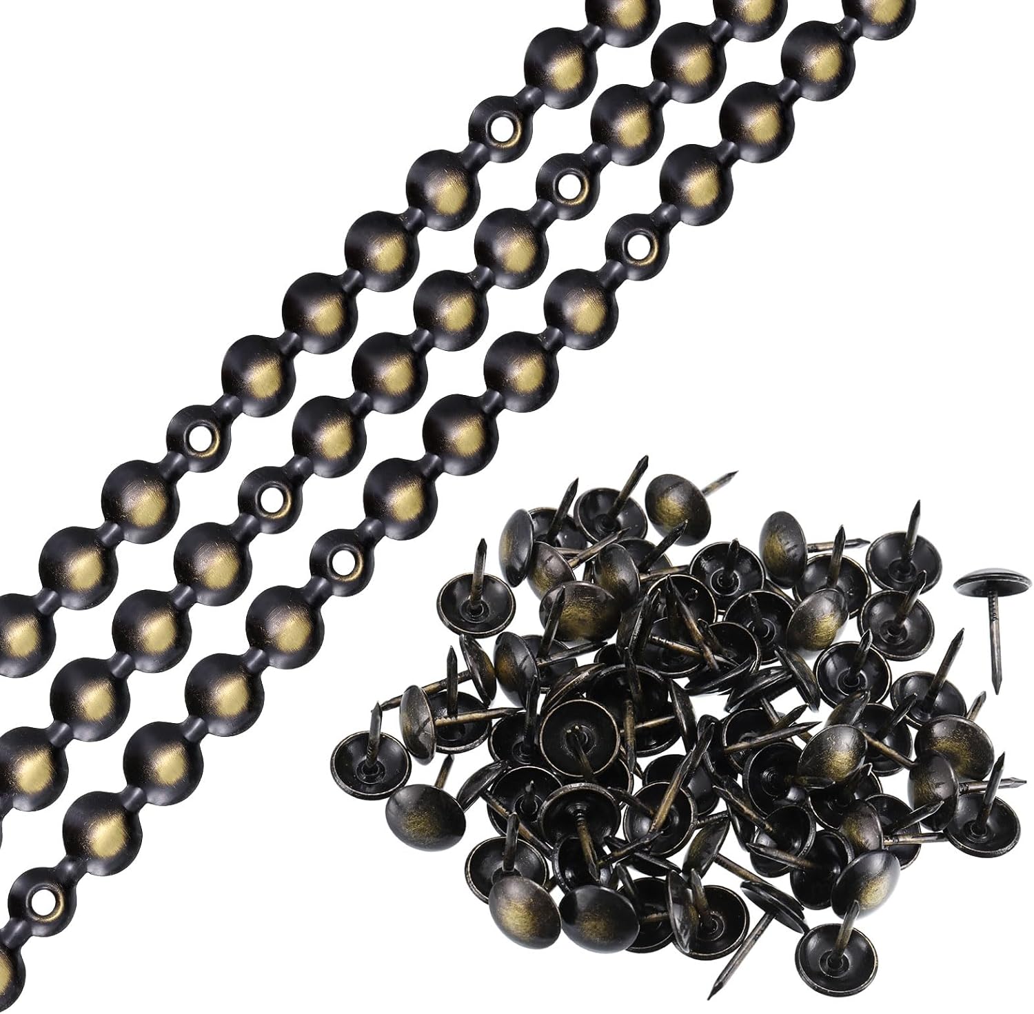 uxcell 3Pcs Upholstery Tacks Strips, 1Meter Glossy Decorative Nail ...