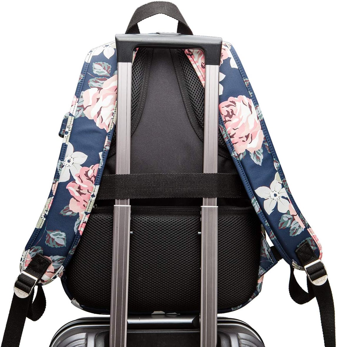 Kinmac White Rose Waterproof Laptop Travel Outdoor Backpack with USB ...