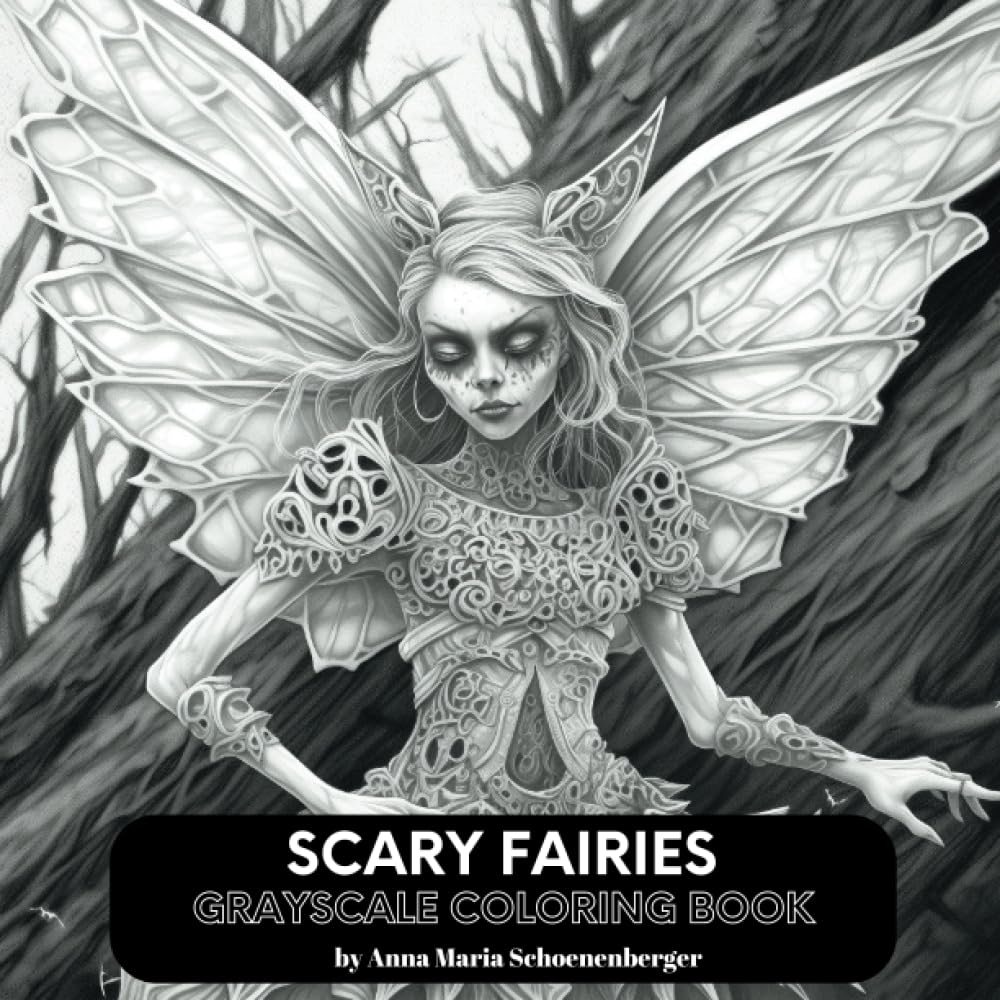SCARY FAIRIES Grayscale Horror Coloring Book: Schoenenberger, Anna ...