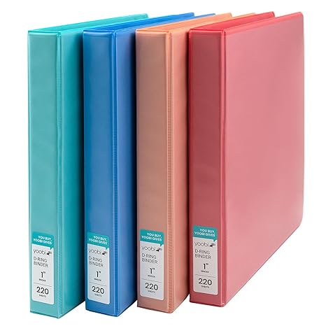 Yoobi 1 Inch Binder Set – 3-Ring Binders with 2 Pockets – Perfect for ...