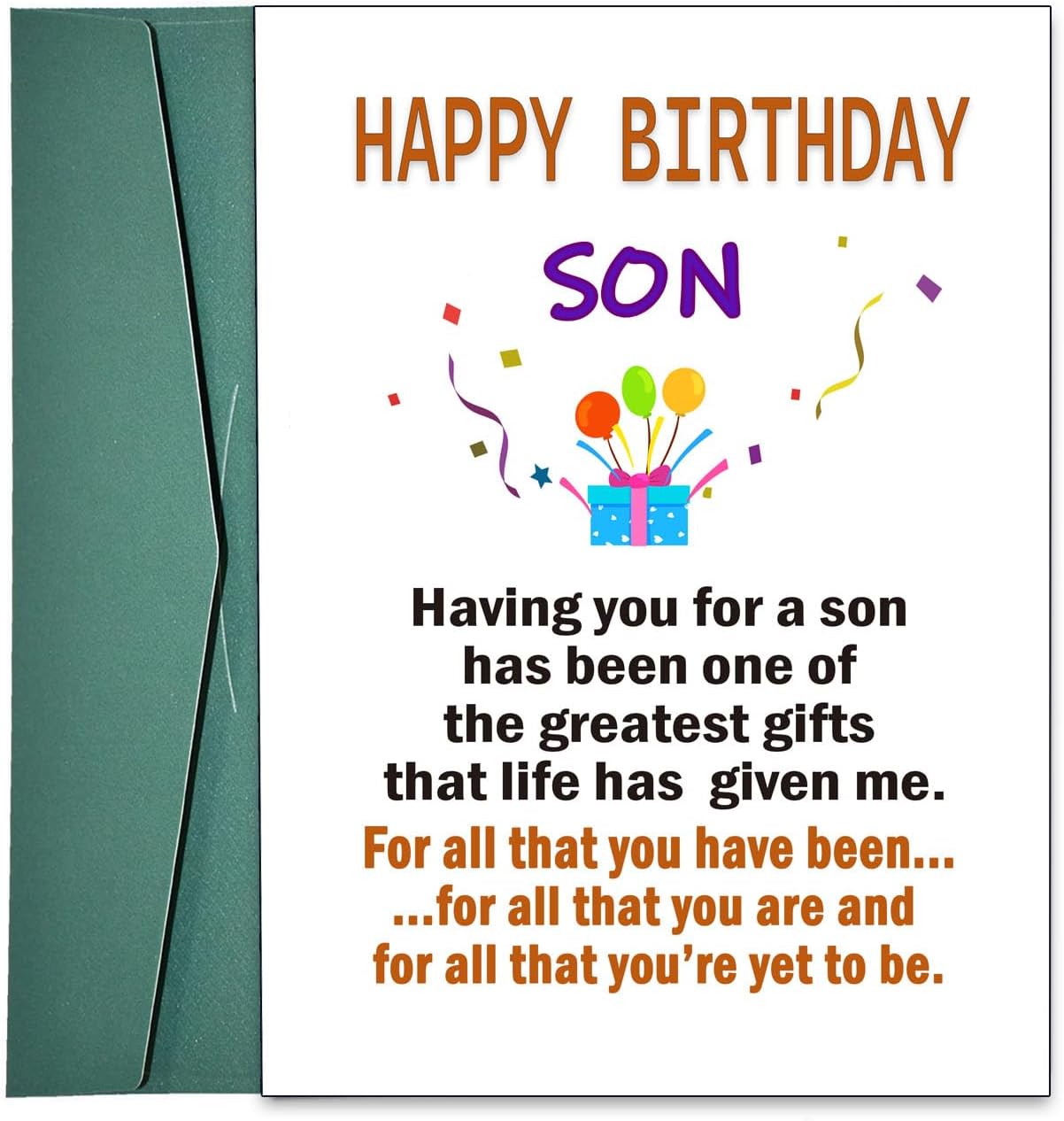 Amazon.com : KrysDesigns Birthday Card Son - Greeting Card - For Son ...
