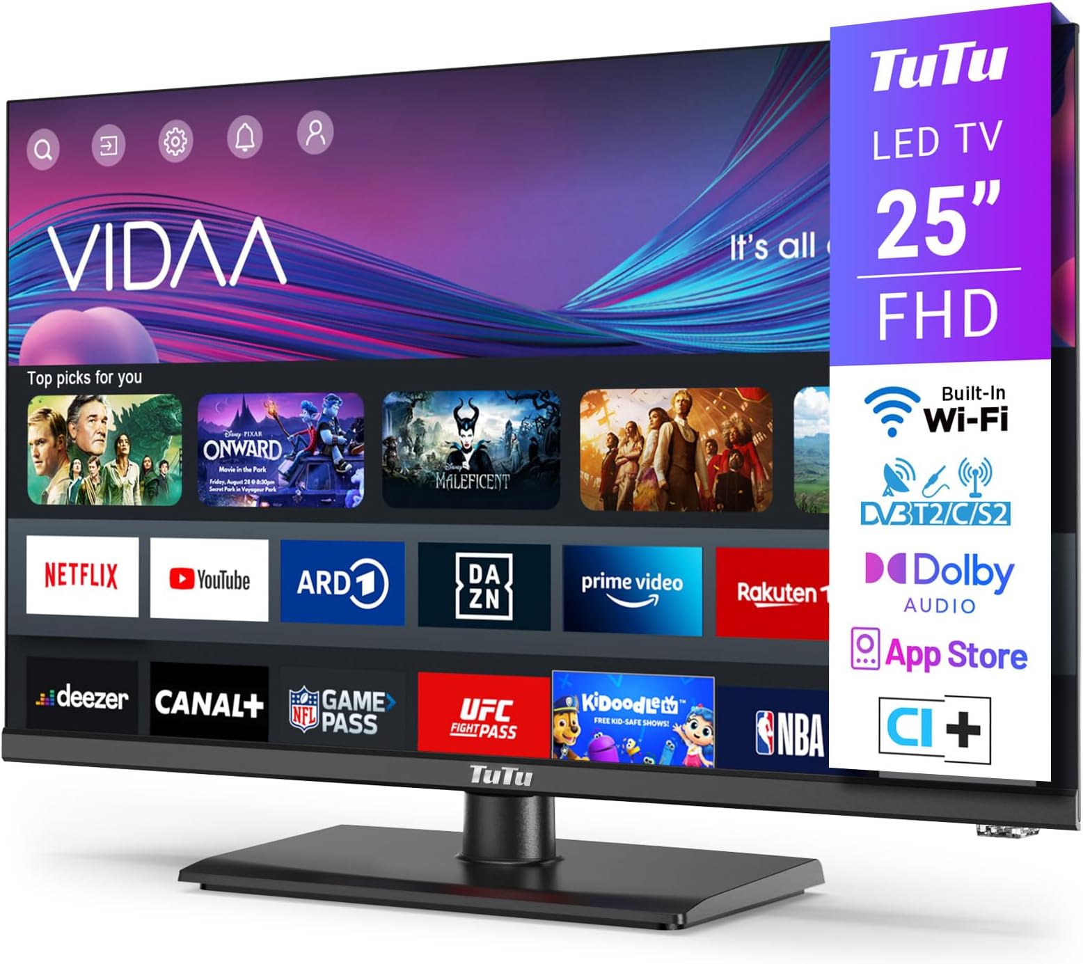 TuTu Smart TV 25 Pouces (64 cm) FHD LED WiFi Connectée Téléviseurs sans ...