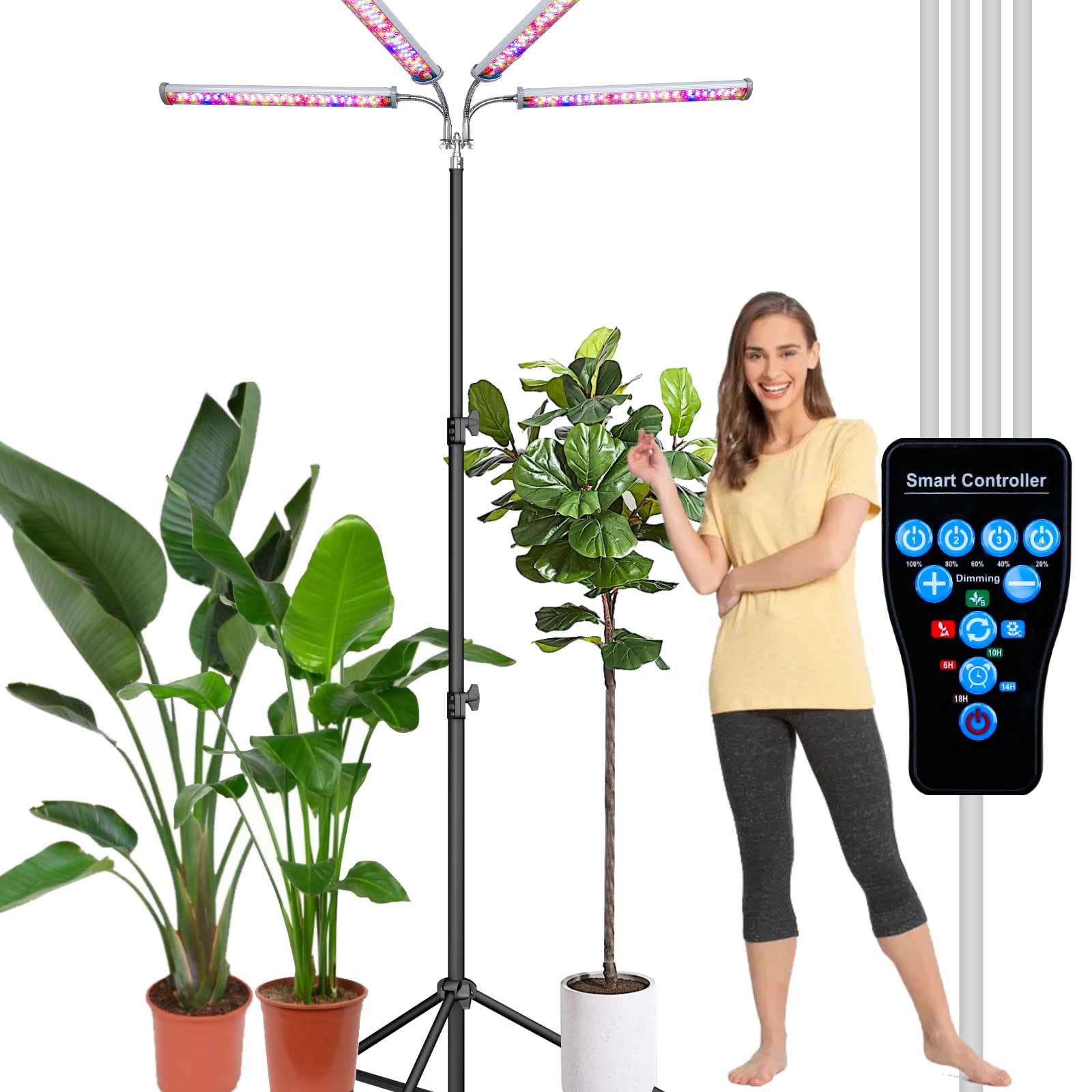 Amazon.com : APLANT Standing Grow Light,100W 4-Head Standing Plant Grow ...