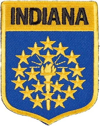 Amazon.com: Indiana State Flag Shield Patch, United States of America ...
