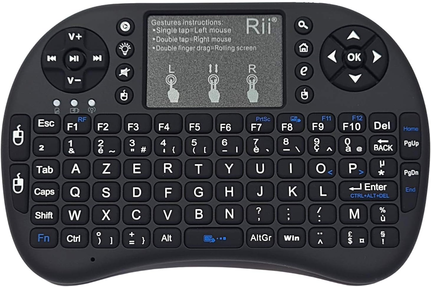 Rii i8+ : Mini Clavier sans Fil (AZERTY), Rétro-éclairé, Ergonomique ...