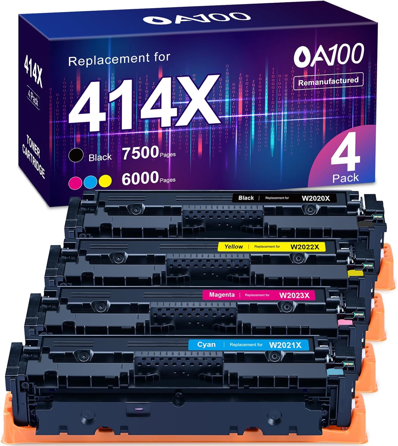 Amazon.com: 414X Toner Cartridges 4 Pack (with Chip) Compatible ...