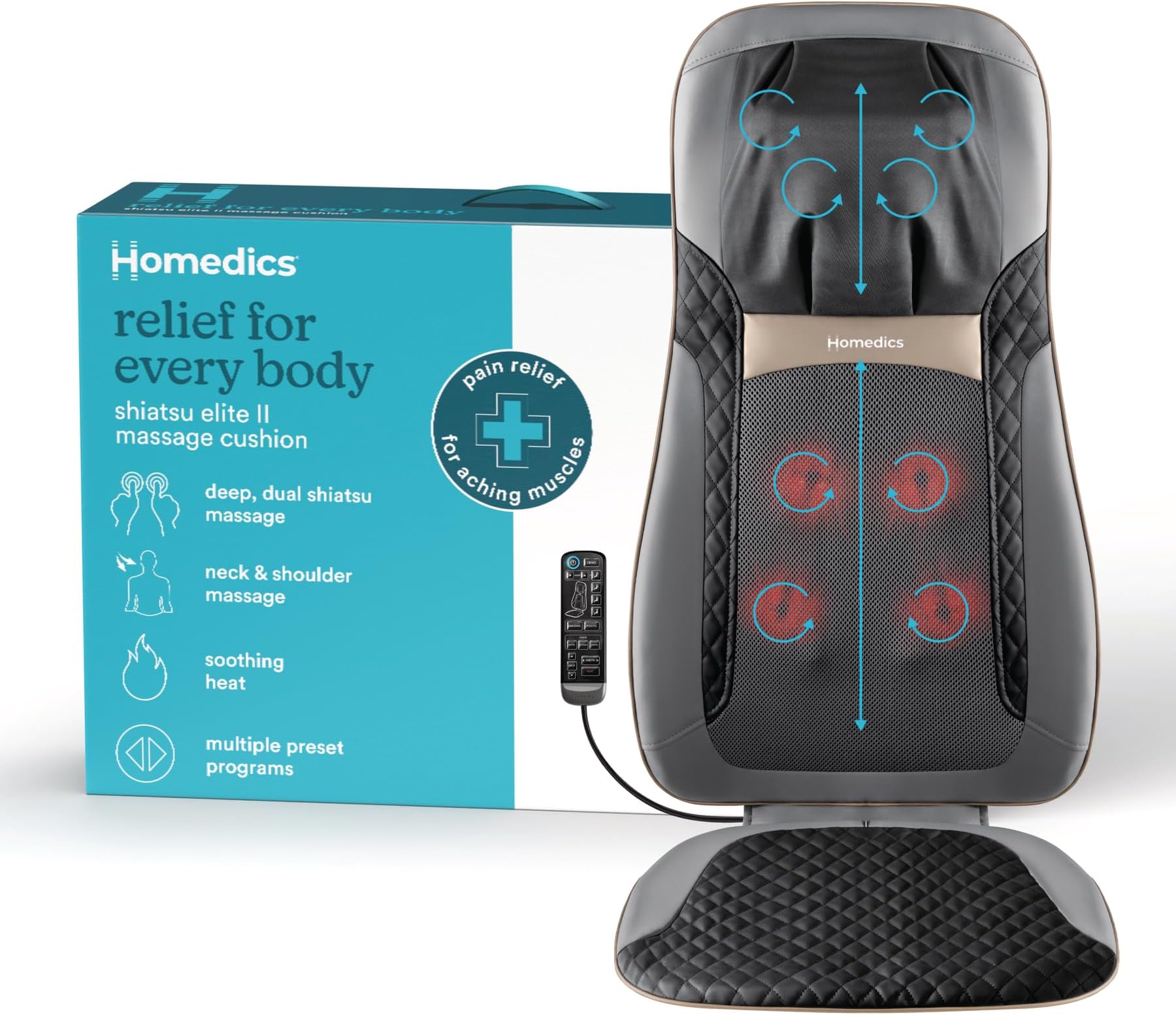 Amazon.com: Homedics Back Massager with Heat, Shiatsu Elite II Heated ...