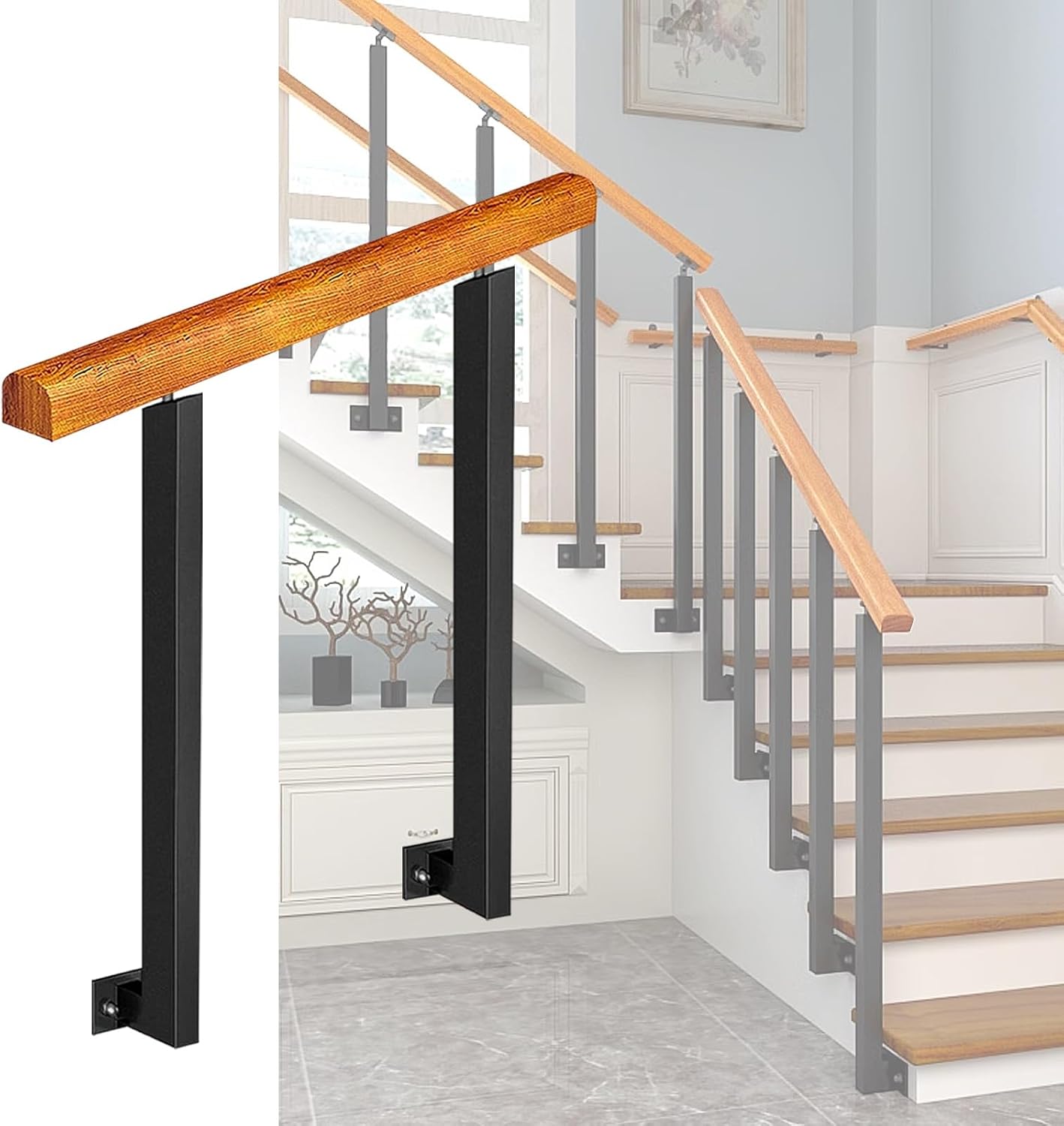 Amazon.com: Exterior Stair Railing Fits 1-3 Steps Transitional Handrail ...