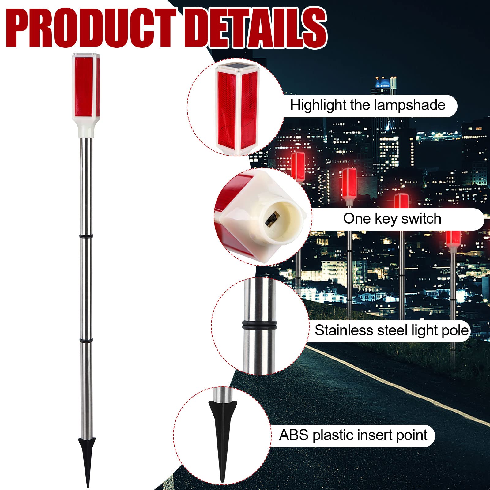 DatingShiny 10PCS Solar Powered Driveway Markers Lights Red Solar ...