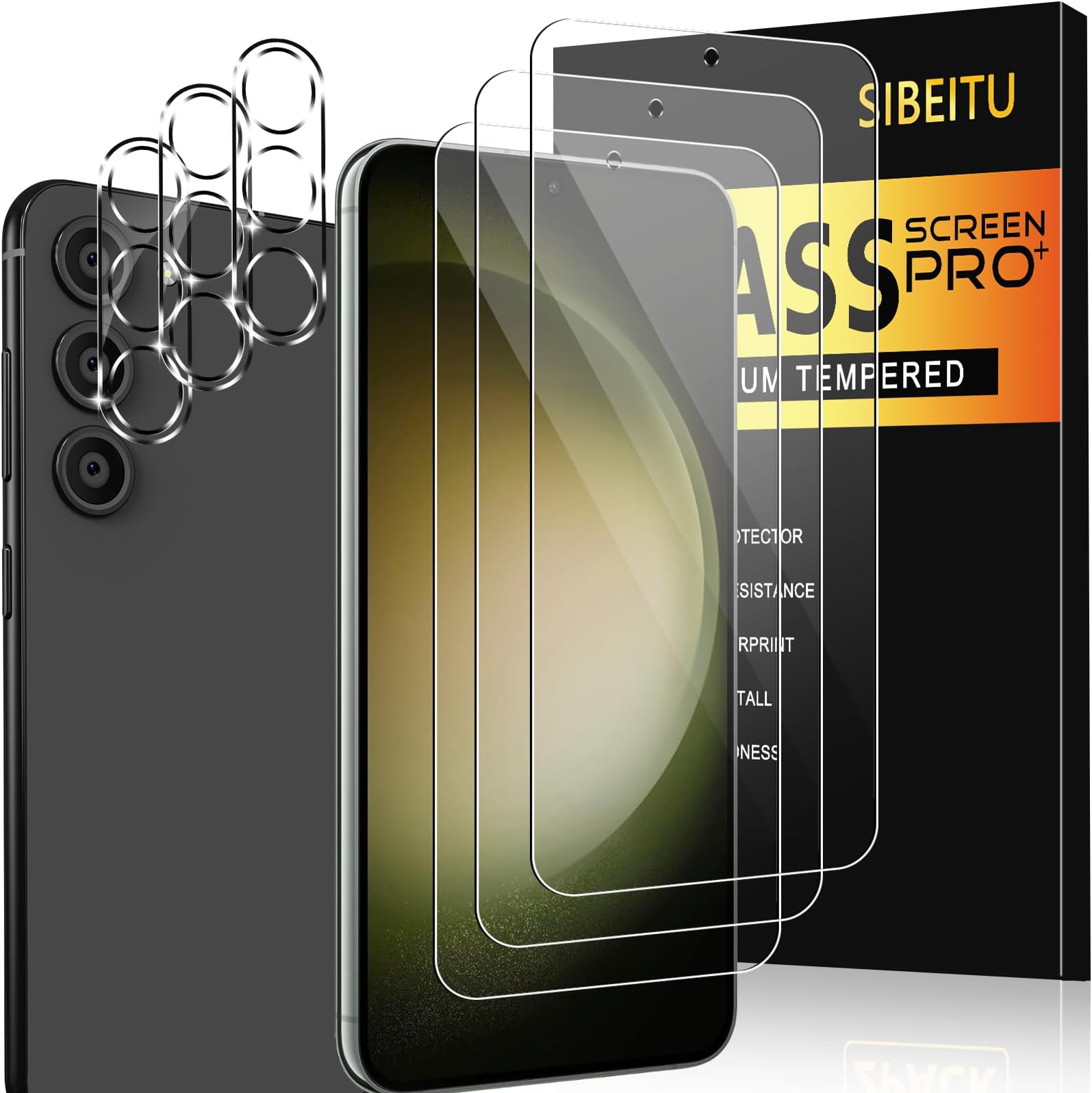 Amazon.com: SIBEITU [3+3 Pack Screen Protector for Samsung Galaxy S23 ...