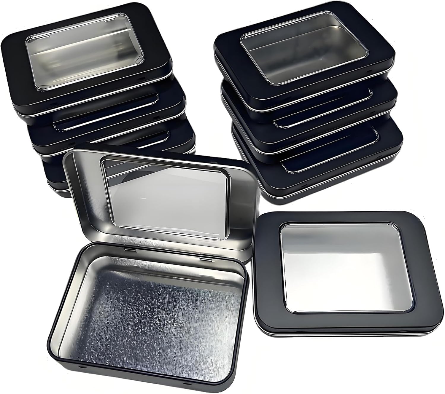 Amazon.com: CHSZCHOMER 8 Pack Tin Container Box with Clear Window Lid ...