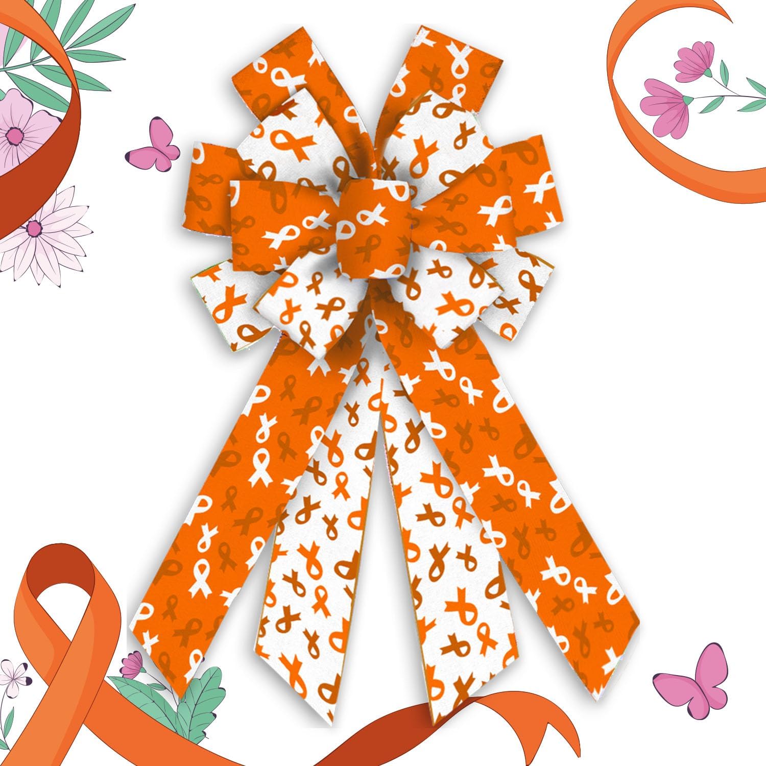 Amazon.com: Hying Large Cancer Awareness Bows for Wreath, Kidney Cancer ...