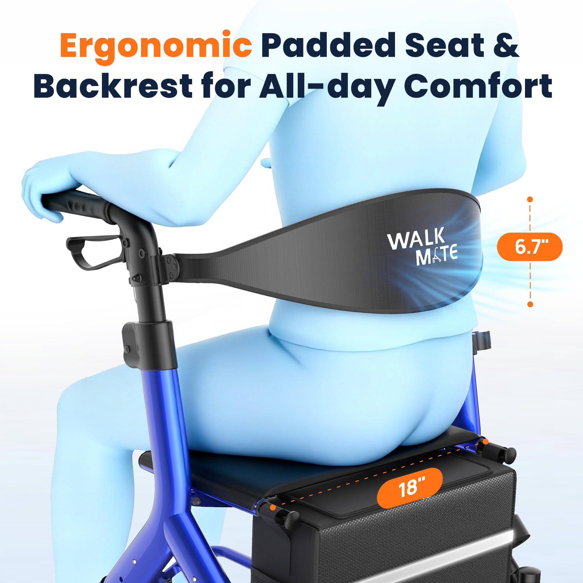 Snapklik.com : Rollator Walker For Seniors 5.37ft Tall, Height ...