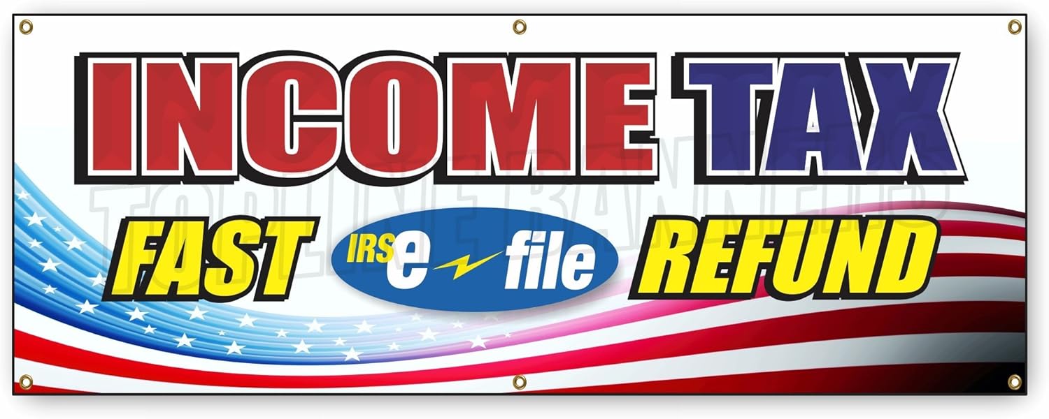 Amazon.com : 1.5 x 4 ft INCOME TAX BANNER SIGN file income tax return ...