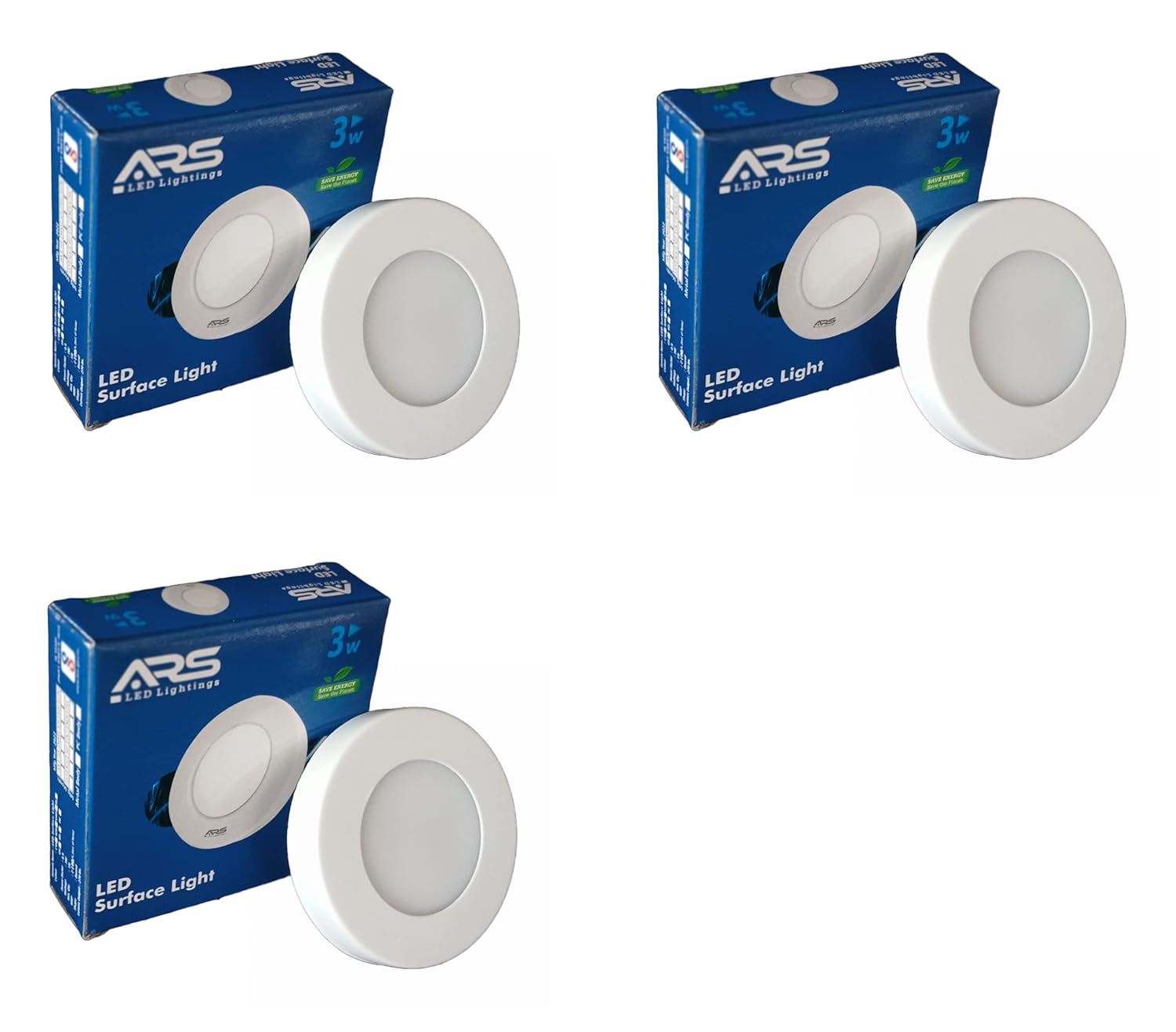 Buy ARS 3W LED Metal STRICKER Surface Light Pack of 3 or More (Cool ...