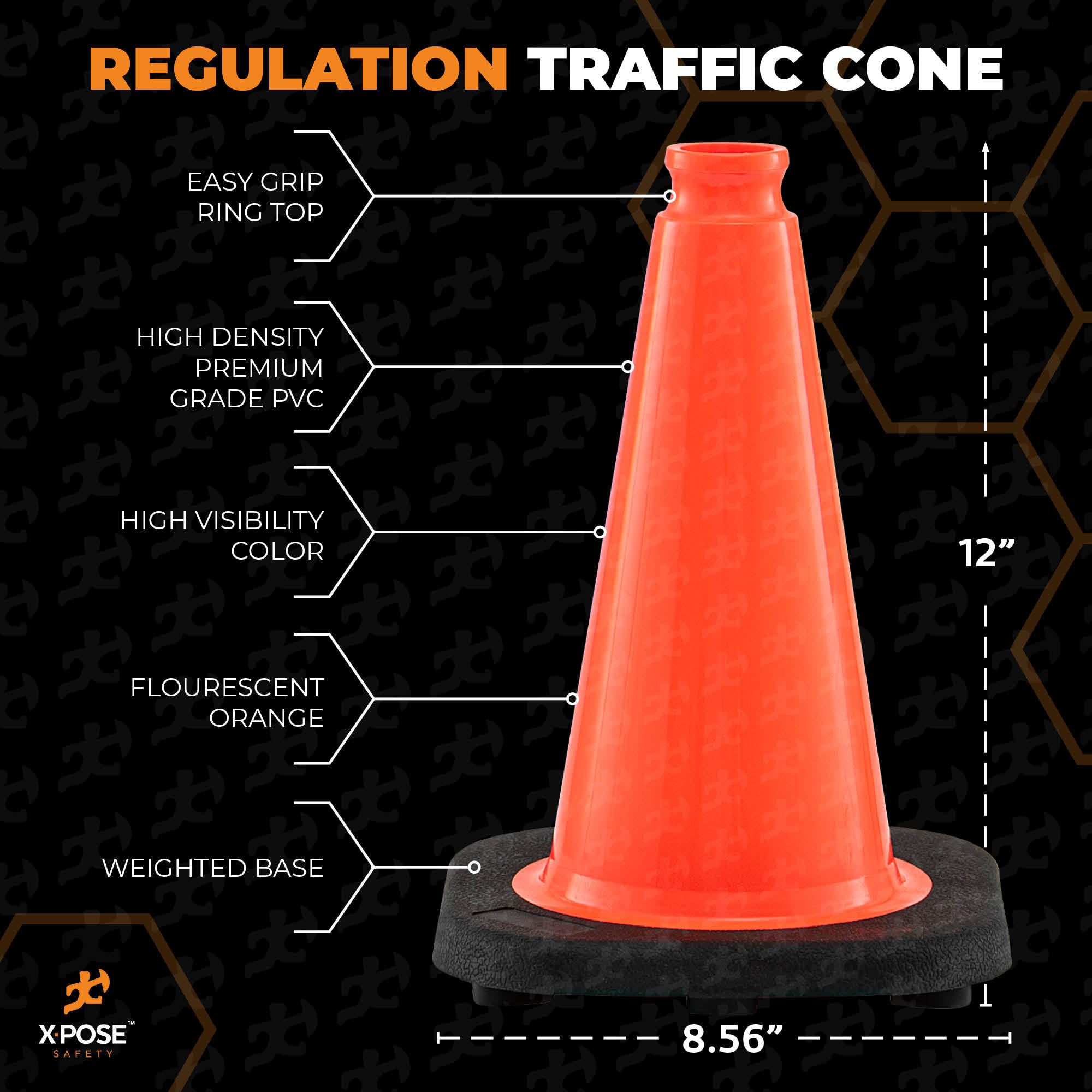 Snapklik.com : 12 Inch Orange Traffic Cones, 12-Pack - Multipurpose PVC ...