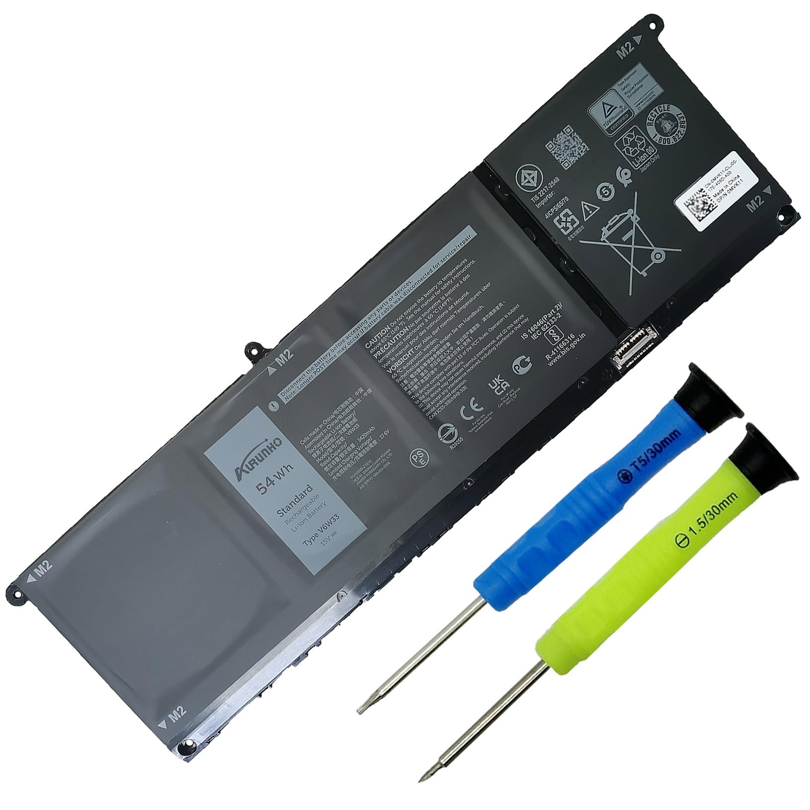 Amazon.com: AURUNHO 54Wh V6W33 Laptop Battery Replacement for Dell ...