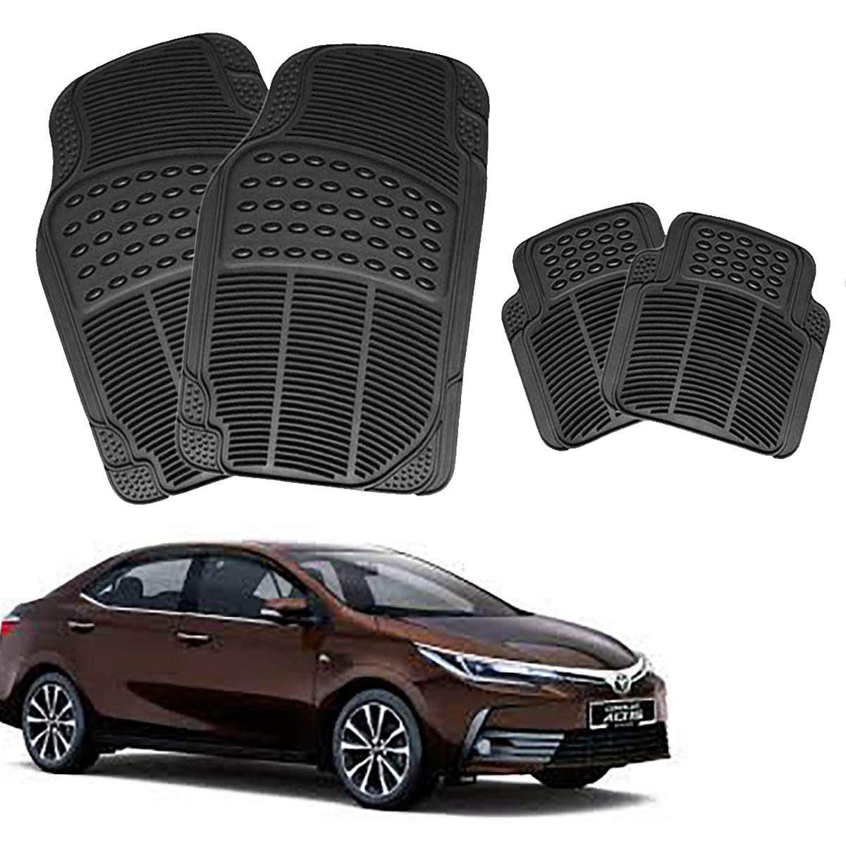 Shoolin 4pc Rubber Floor Mats Universal Fit Front & Rear Car Mat for ...