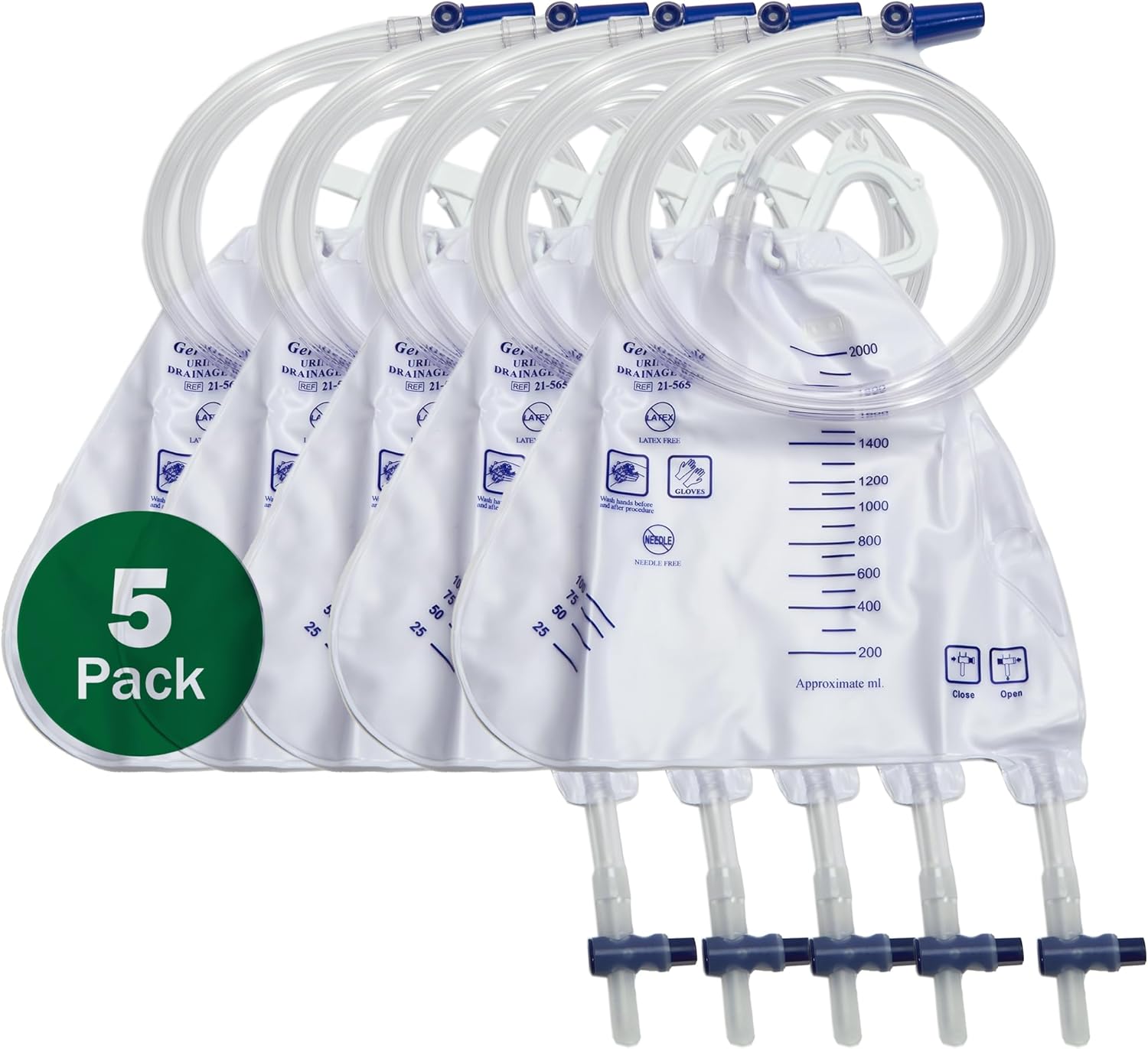 Amazon.com: Urine Catheter Bags for Men and Women - 5 2000ml Overnight ...