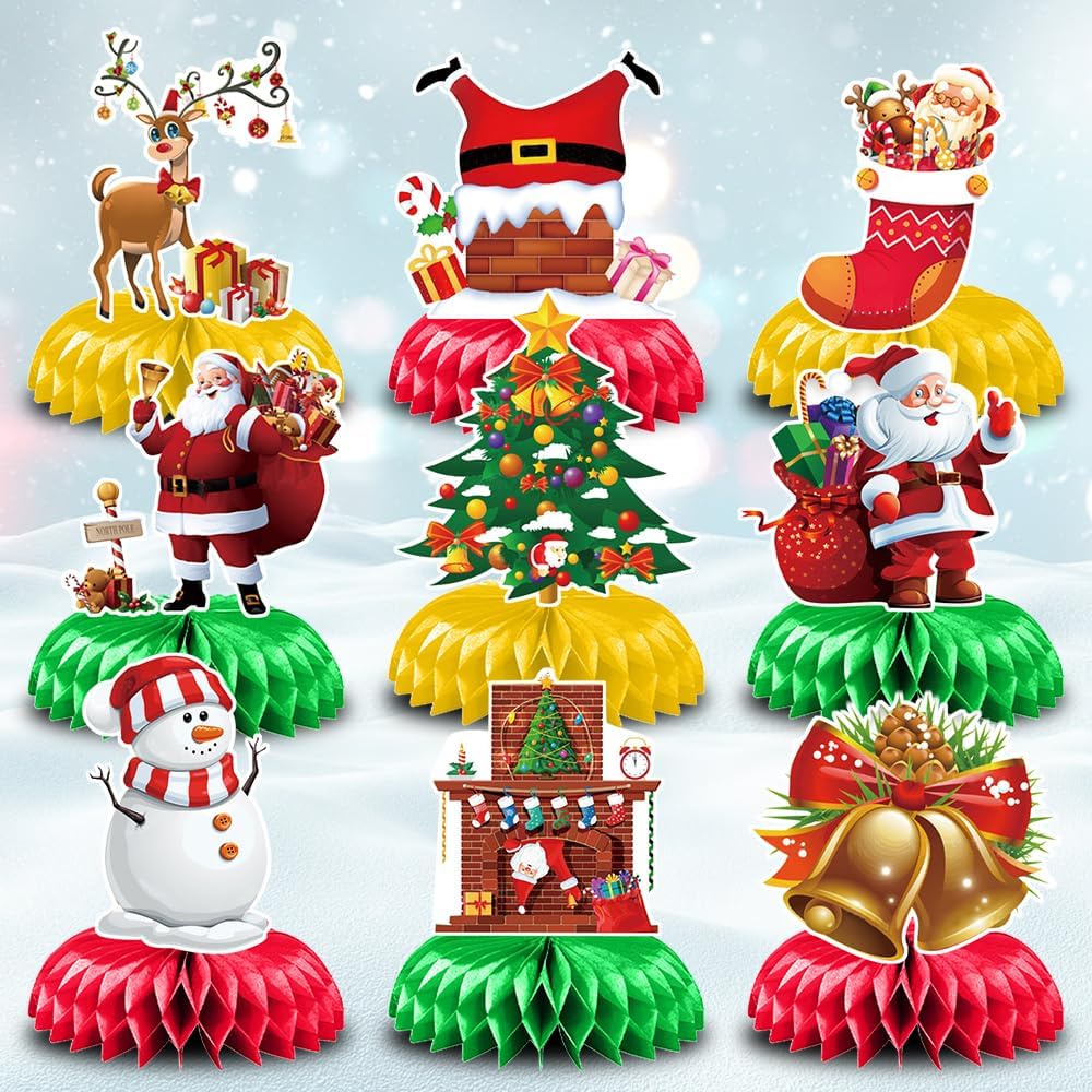 Amazon.com: 9PCS Christmas Table Decoration Christmas Honeycomb ...