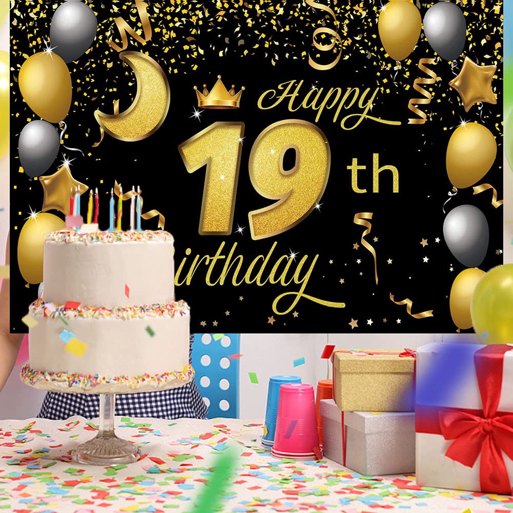 Sweet Happy 19th Birthday Backdrop Banner Poster 19 Birthday Party ...