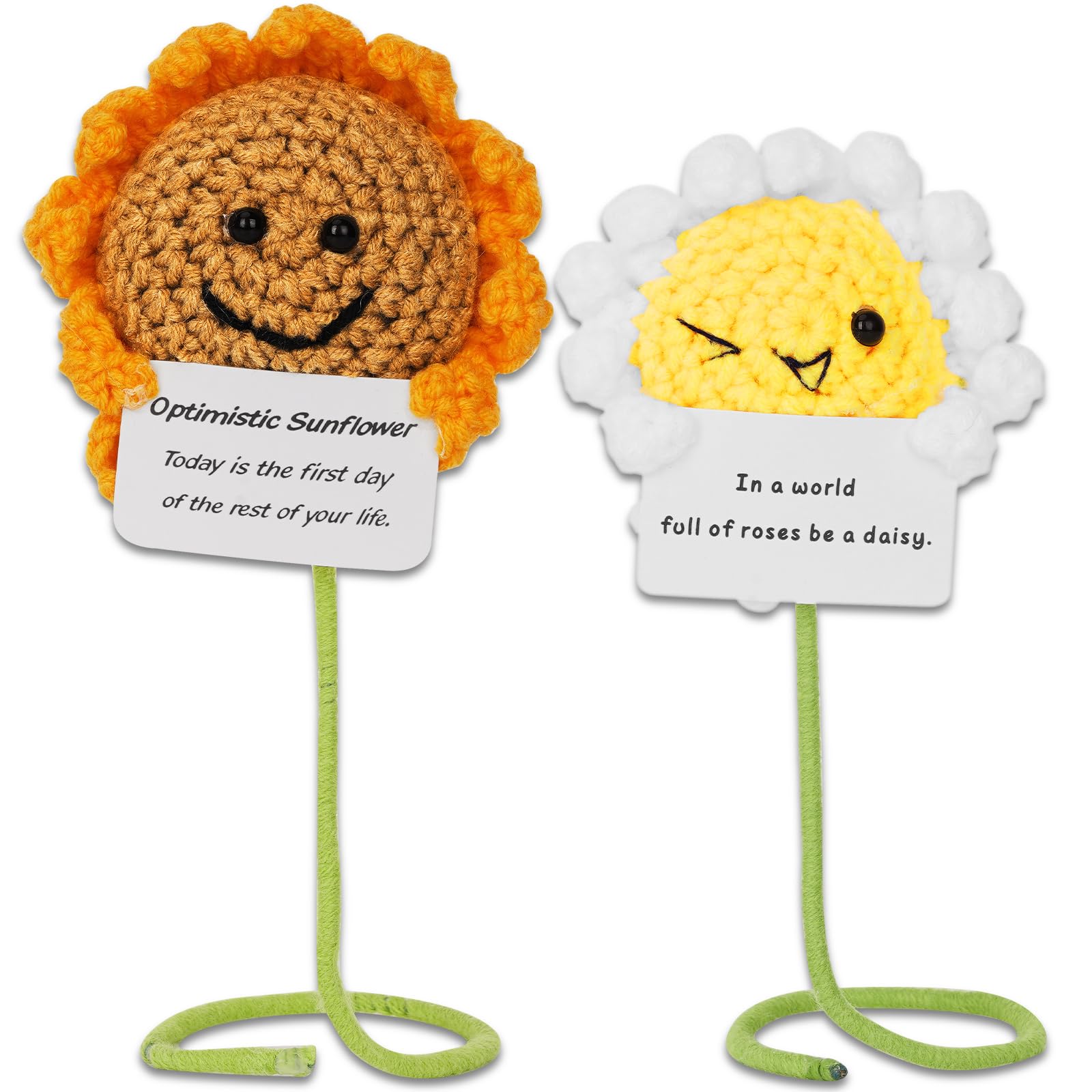 Amazon.com: FOSLCOHA 2PC Positive Crochet Daisy Sunflower, Emotional ...