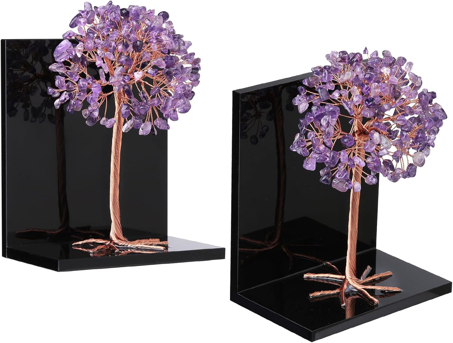 Amazon.com: SUNYIK Pack of 2 Amethyst Money Tree Crystal Bookends for ...