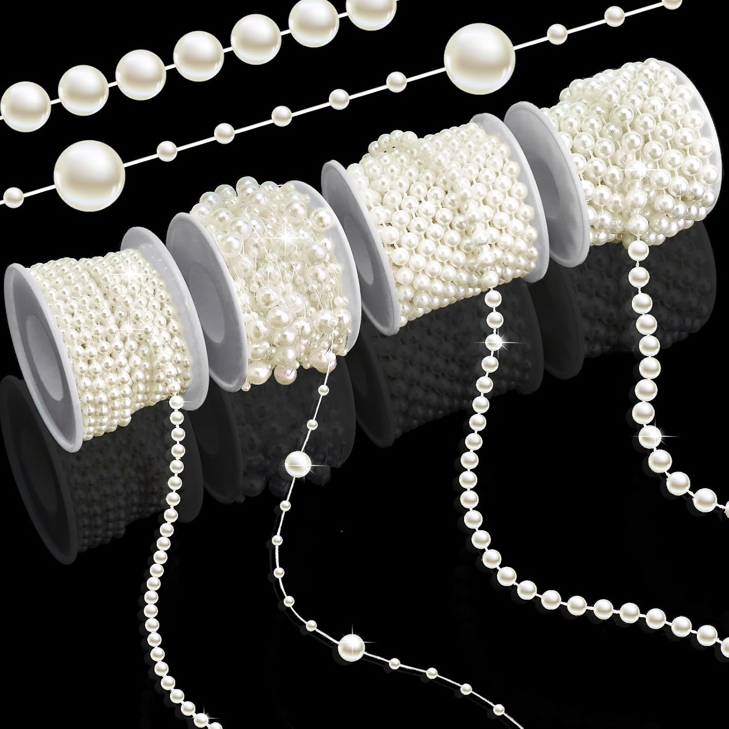 Amazon.com: Towenm 4 Rolls 76 Feet Pearls String Garland, Faux Pearl ...