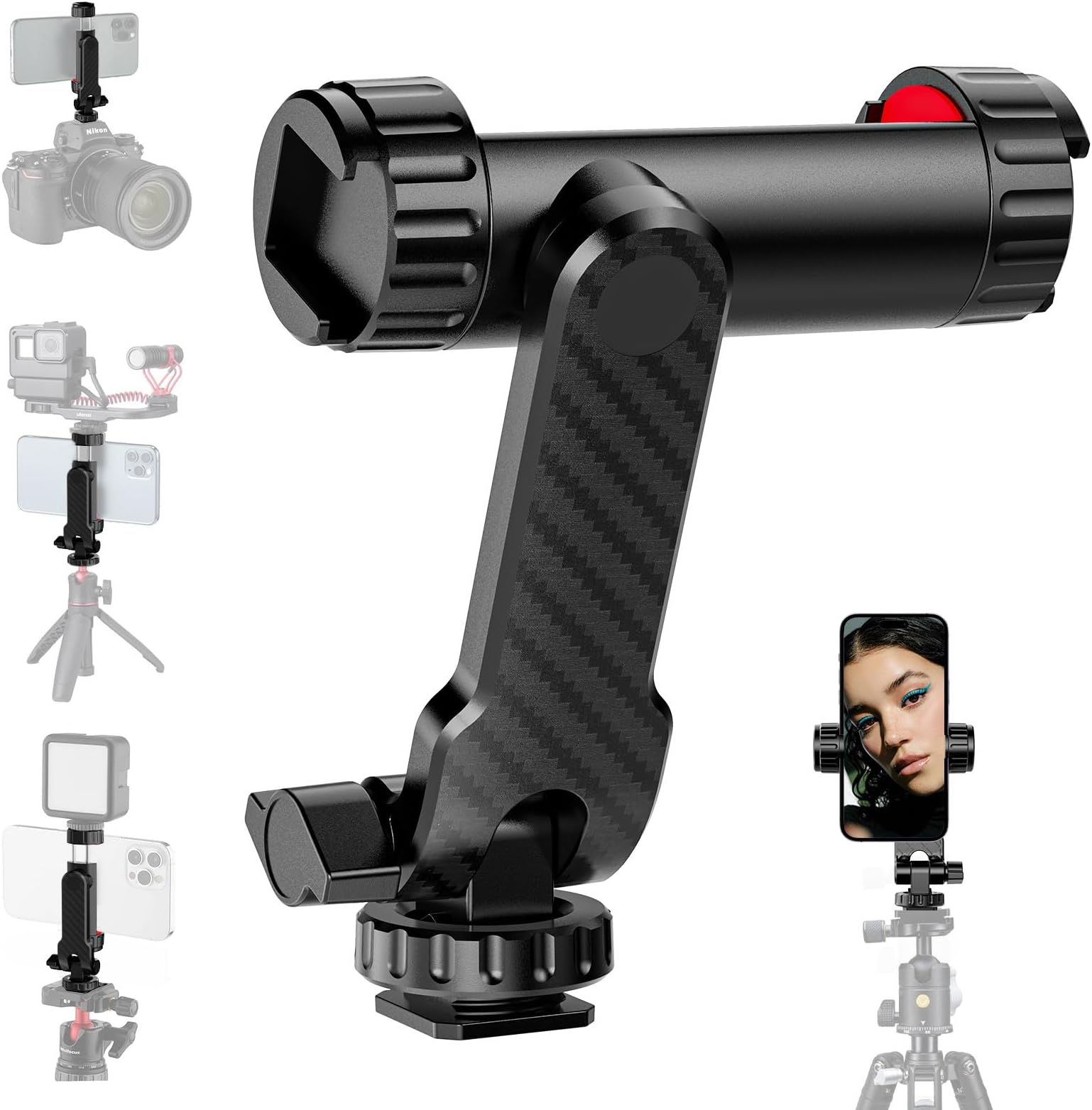 YZNT Phone Tripod Mount, Universal Smartphone Holder with 2 Cold Shoe ...